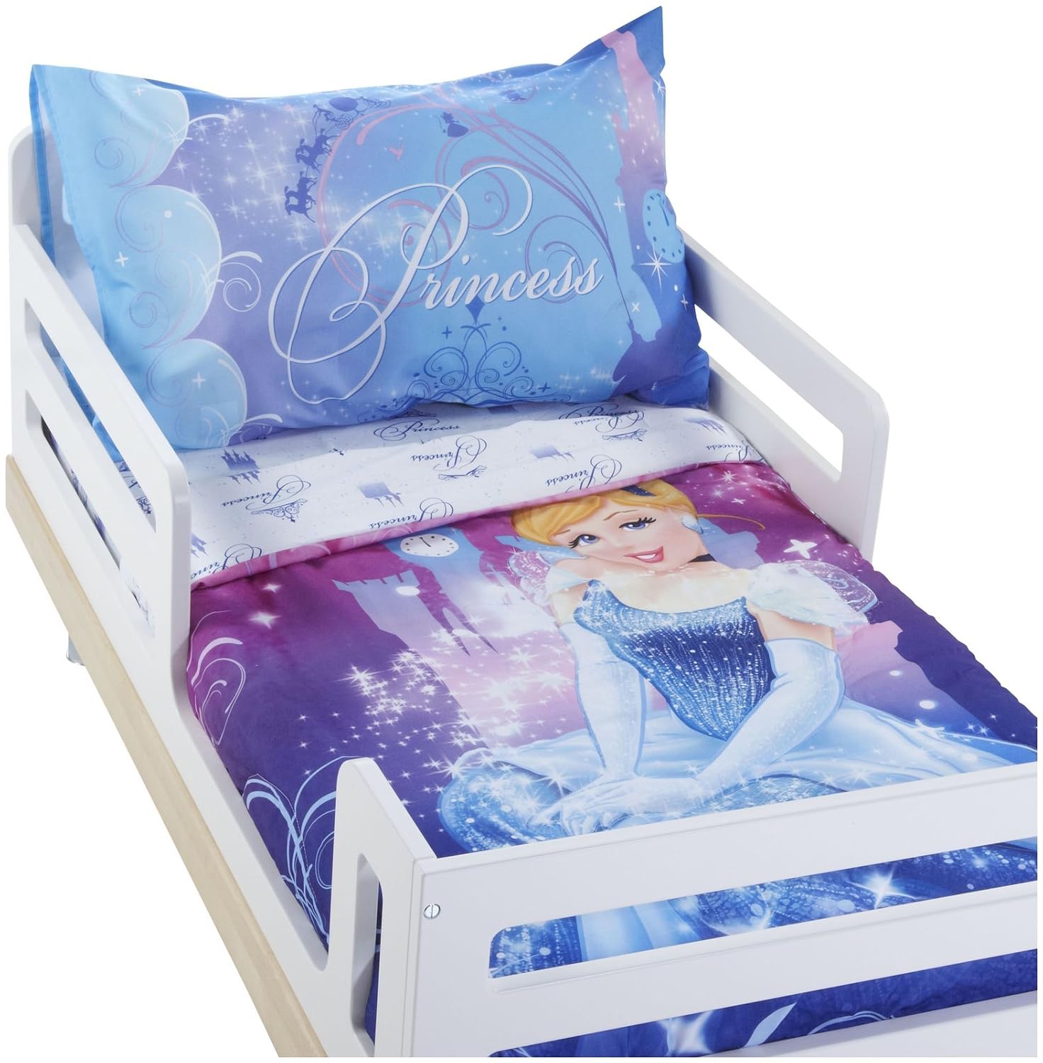 Amazon.com : Disney Cinderella Magic Happens 4 Piece Toddler Bedding ...