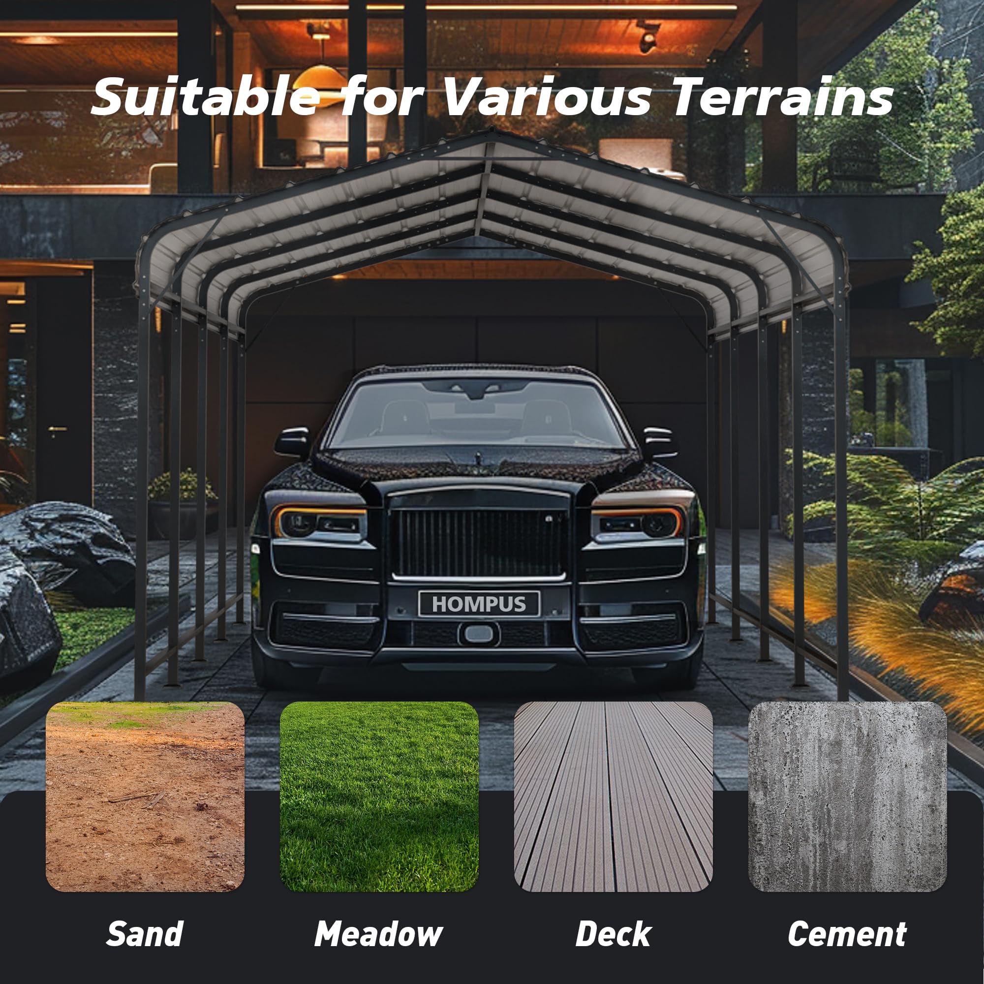 Snapklik.com : HOMPUS Outdoor Carport, 12x20 Carport