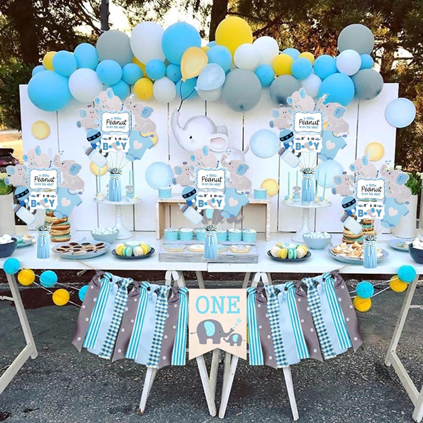 Snapklik.com : 24pcs Blue Elephant Centerpiece Sticks, Baby Boy Its A ...