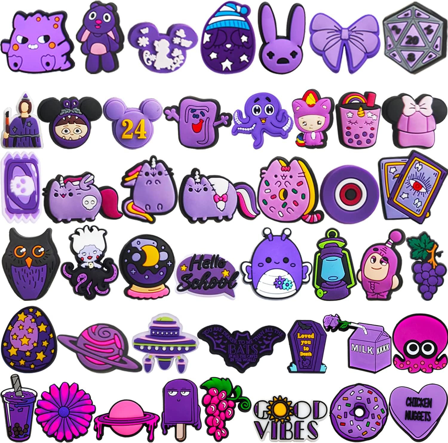 Amazon.com: 45PCS Purple Croc Charms for Girls Purple Shoe Charms Croc ...