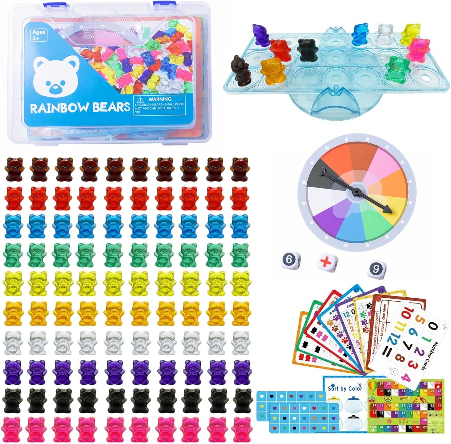 Amazon.com: Odoorgames 100 Pcs Translucent Bear Counters, Counting ...