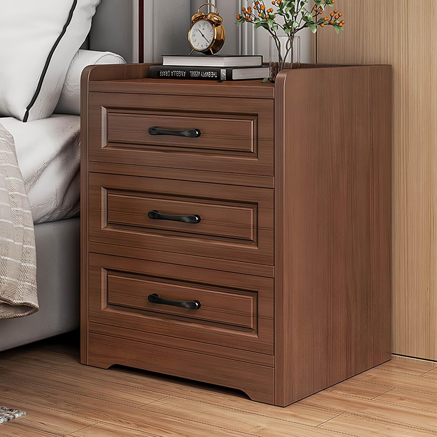 TRIUMPHKEY Buros para Recamara con 3 Cajones De Almacenamiento,Mesa De Noche Minimalista, Mesita ...