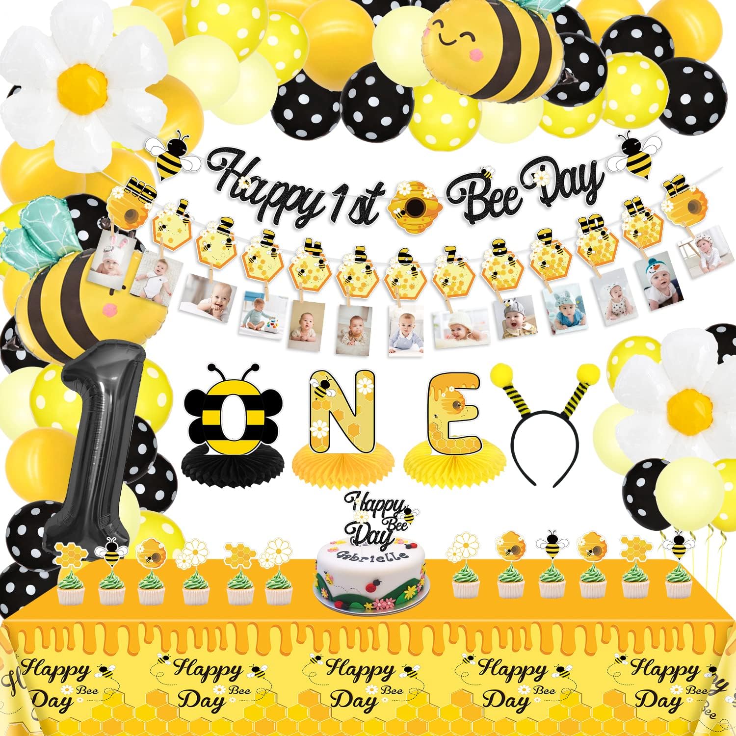 Bee Birthday Party Decorations - Honey Bee 1st Birthday Banner, Bee ...