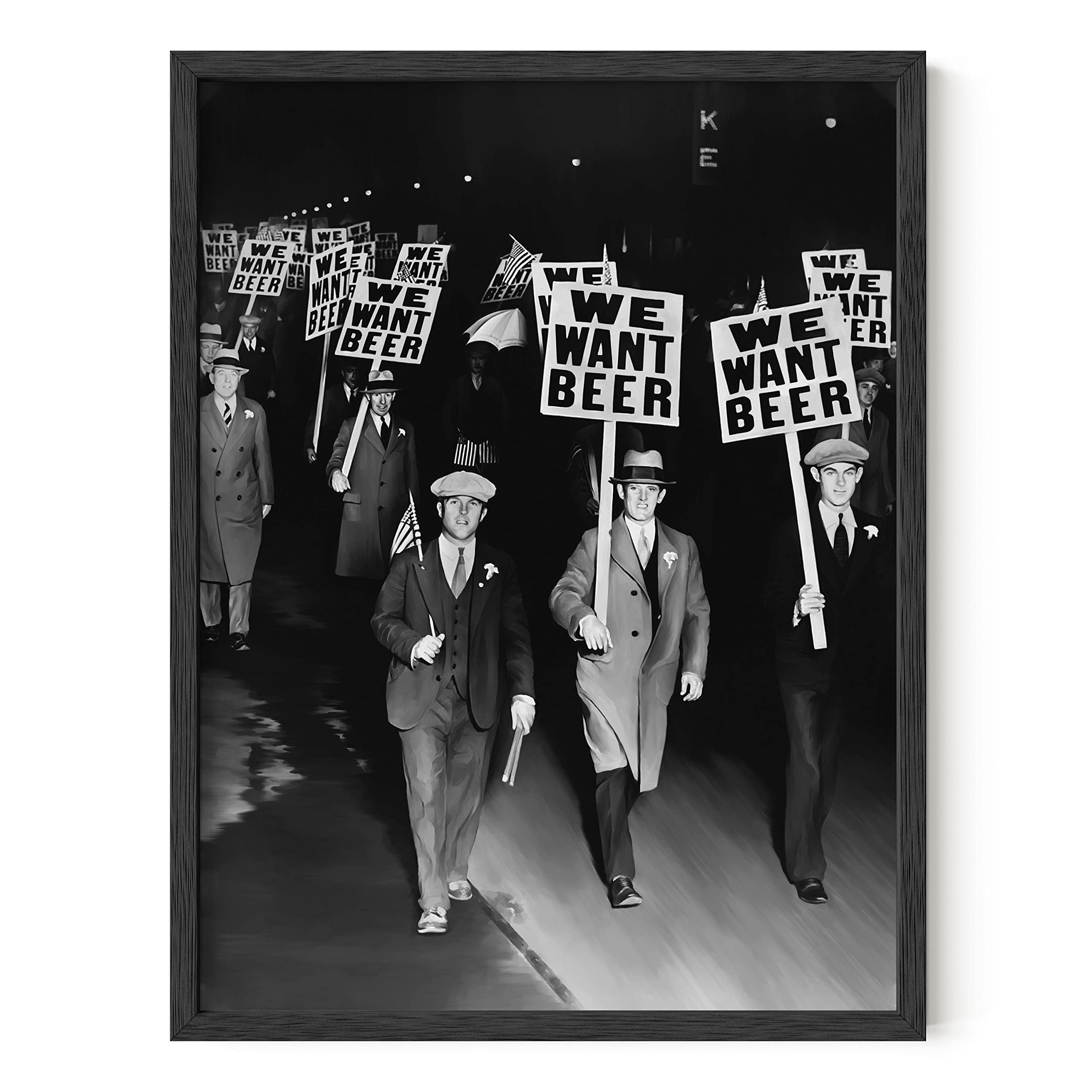 Amazon.com: HAUS AND HUES Prohibition Wall Art- We Want Beer Vintage ...