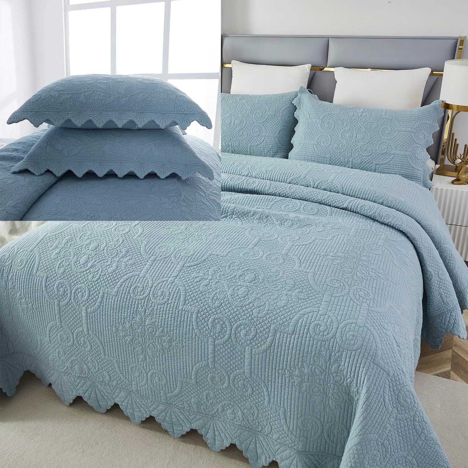 Amazon.com: Brandream 5-Piece Luxury Bedding Quilt Set Queen Size ...