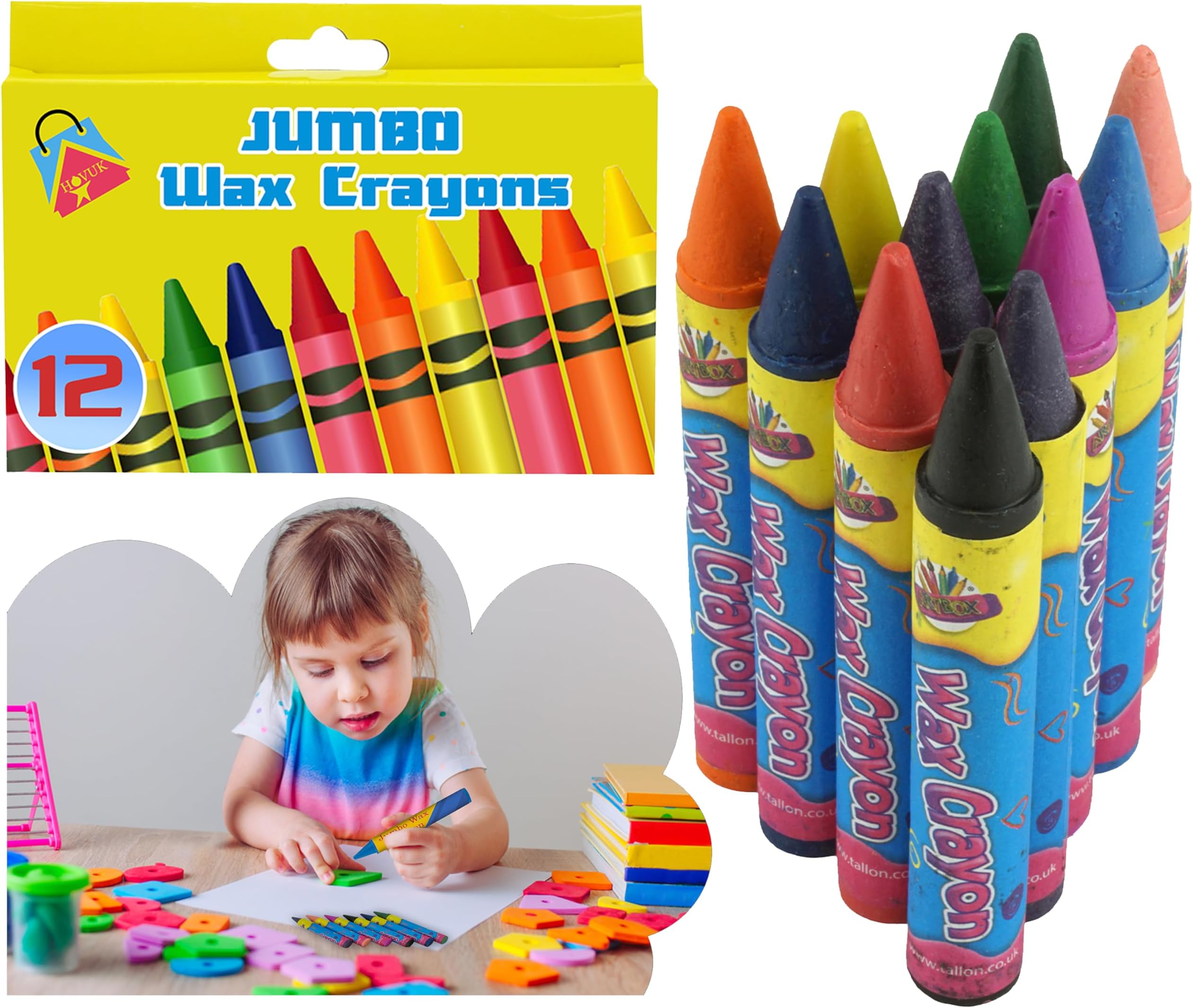 Artbox 12 jumbo size wax crayons set of 12 assorted colours : Amazon.co ...