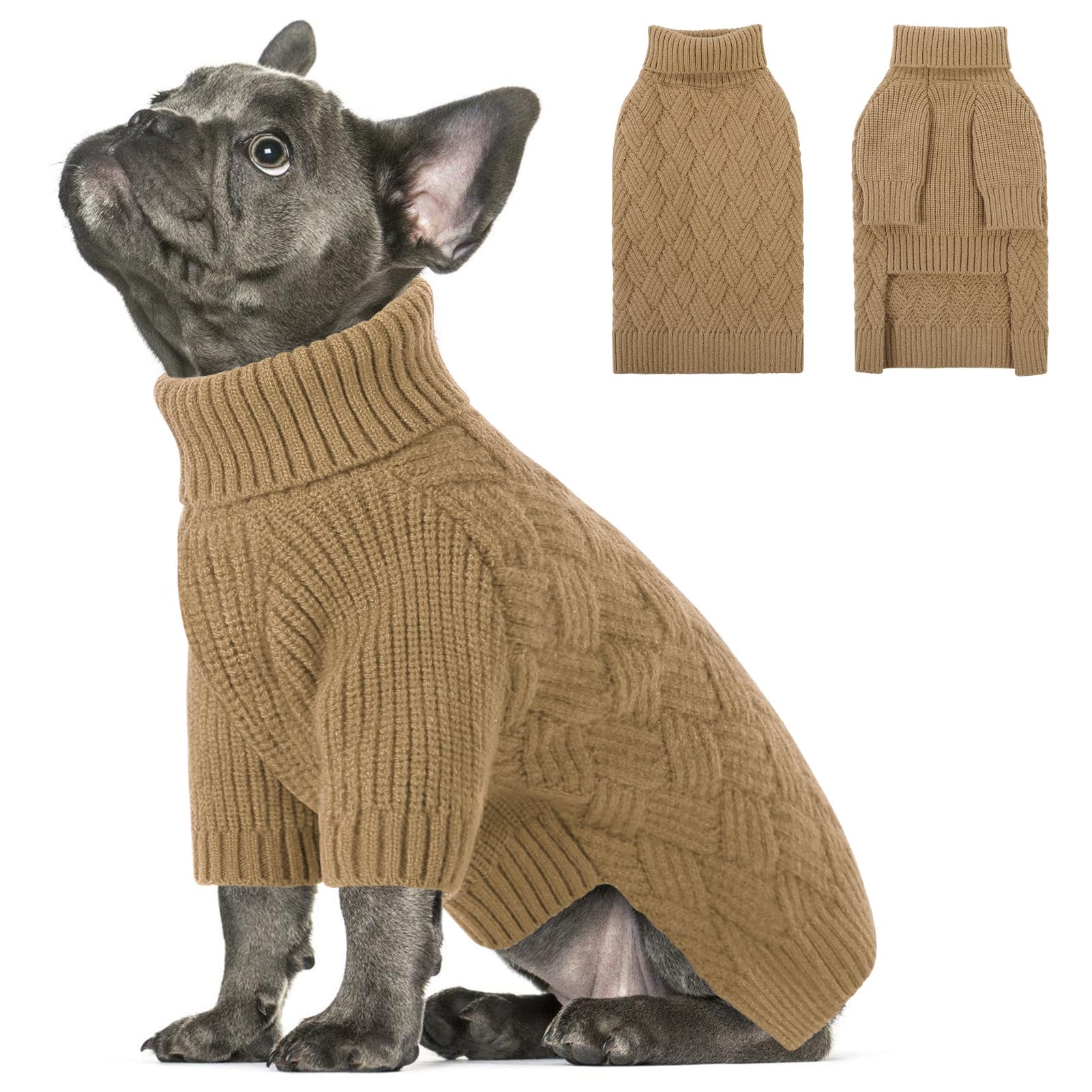 Amazon.com : SUNFURA Small Dog Sweater, Turtleneck Dog Sweater for Cold ...