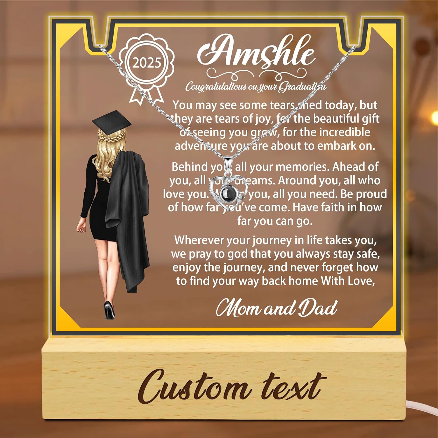 Amazon.com: Custom Graduation Acrylic Plaque w/Projection Necklace ...