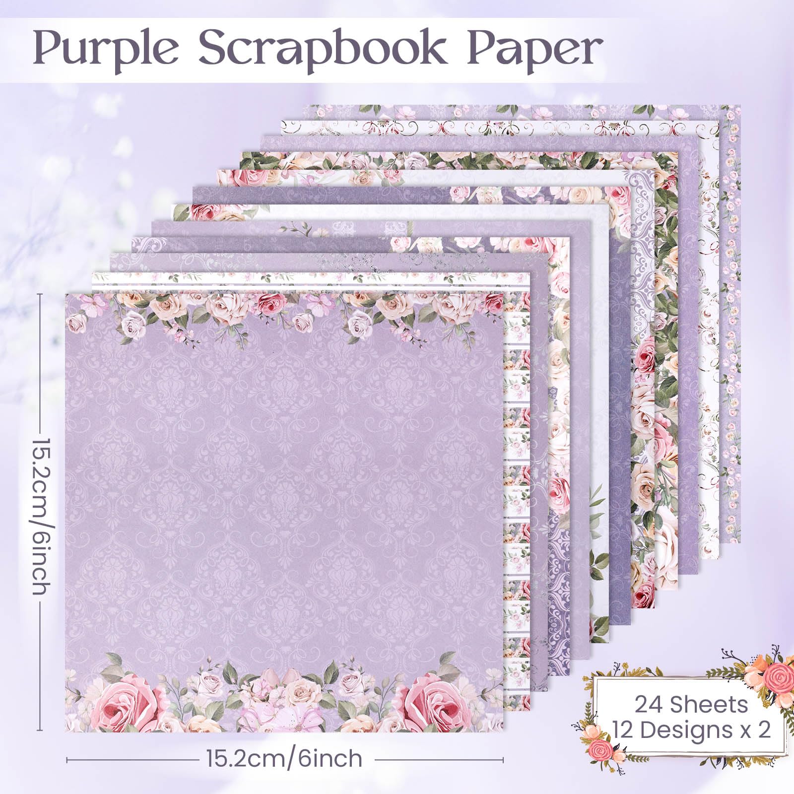 Purple Scrapbook Background Scrapbooking Paper SL1375* Watercolour