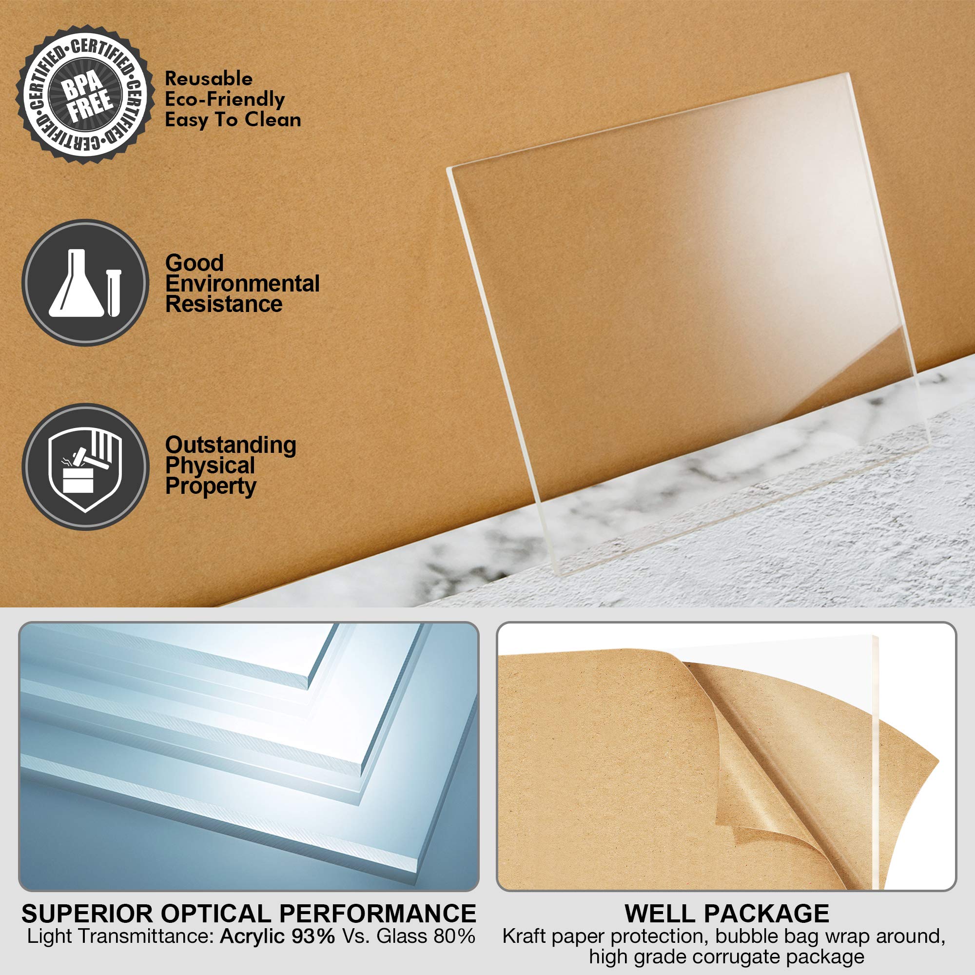Snapklik.com : 1/4” Clear Cast Plexiglass Panel 6.35mm Transparent ...