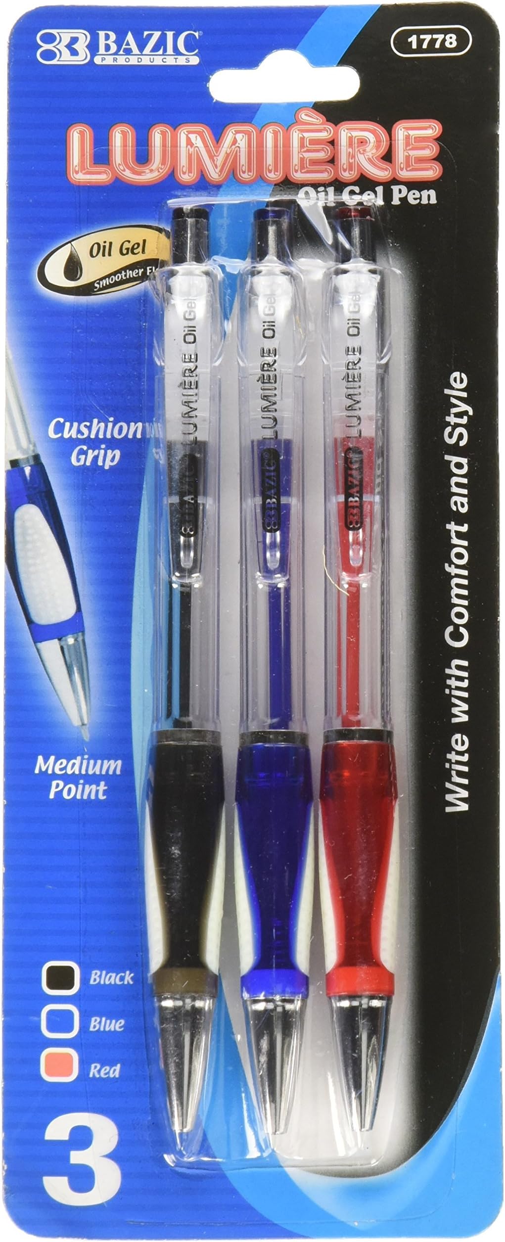 Amazon.com: BAZIC Oil Gel Ink Retractable Pen Spyder Assorted Colors, 0 ...