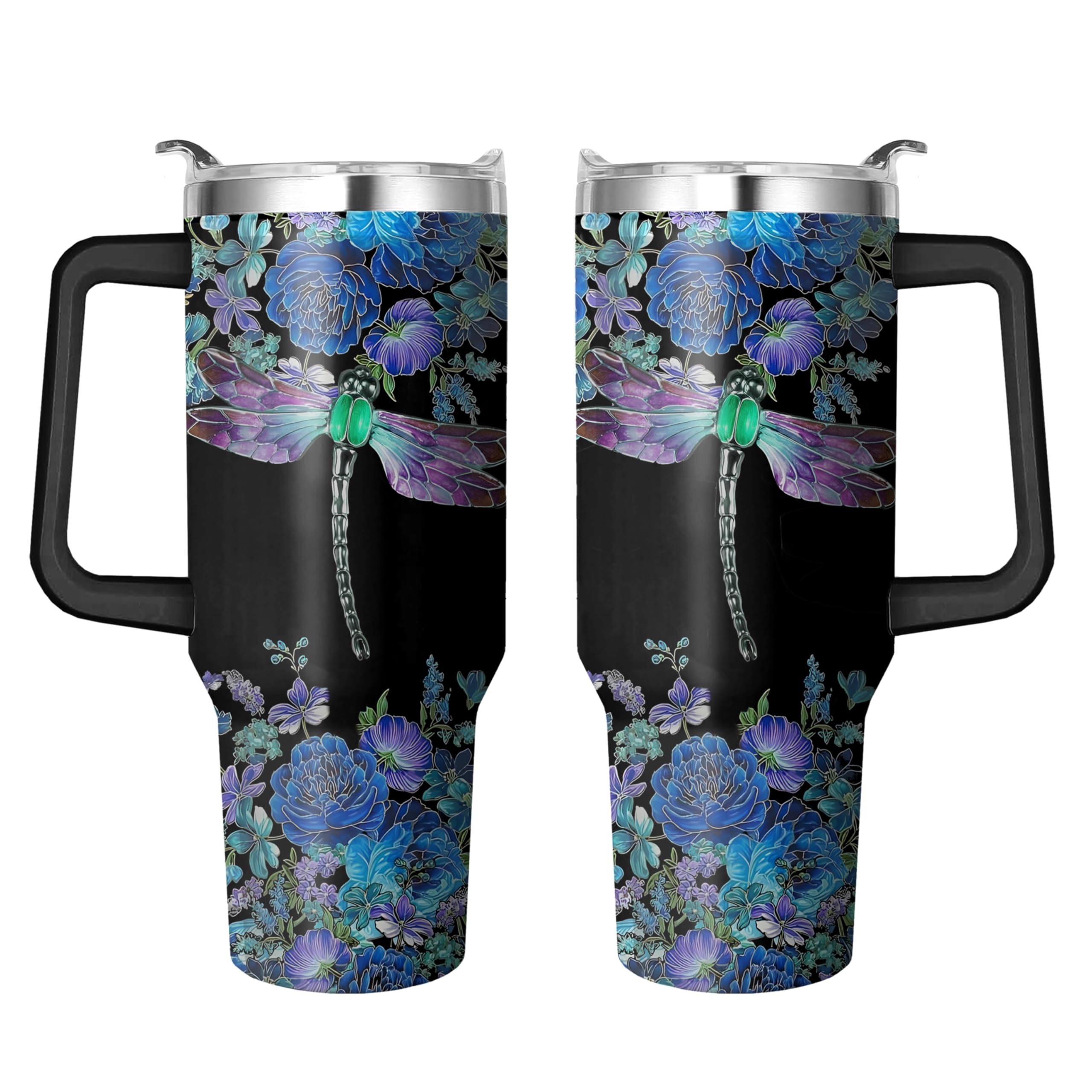 Amazon.com | 40 Oz Dragonfly Tumbler with Handle and Straw, Double Wall ...