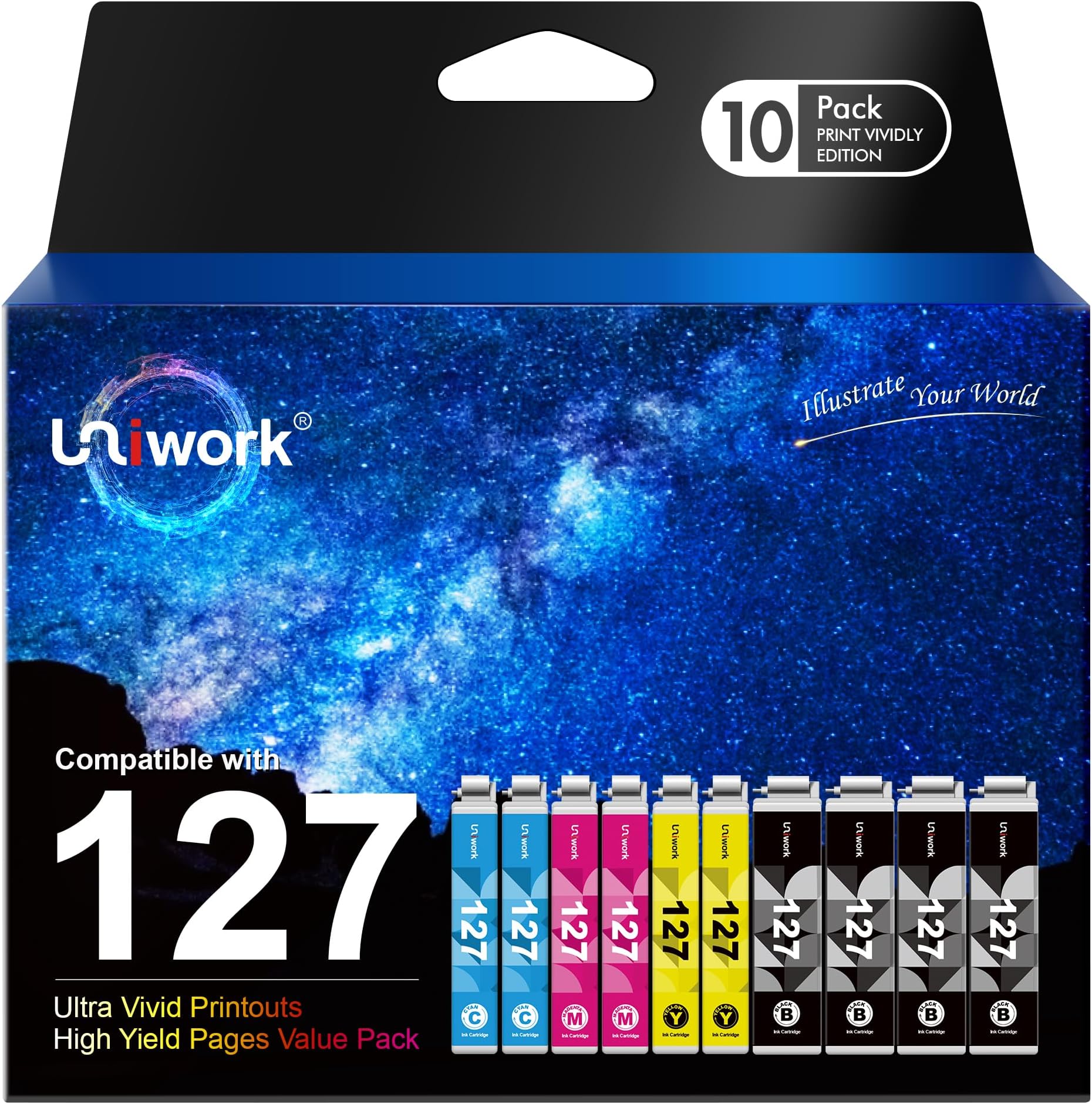 Uniwork 127XL Ink Cartridge Value Pack 10 Pack Remanufactured for Epson ...