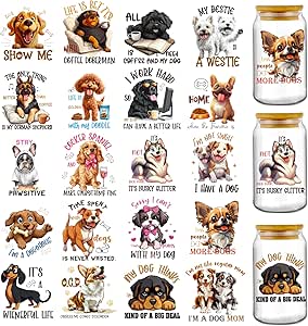 Amazon.com: Funny Dog UV DTF Stickers - 20 Sheets Stay Pawsitive Cute ...