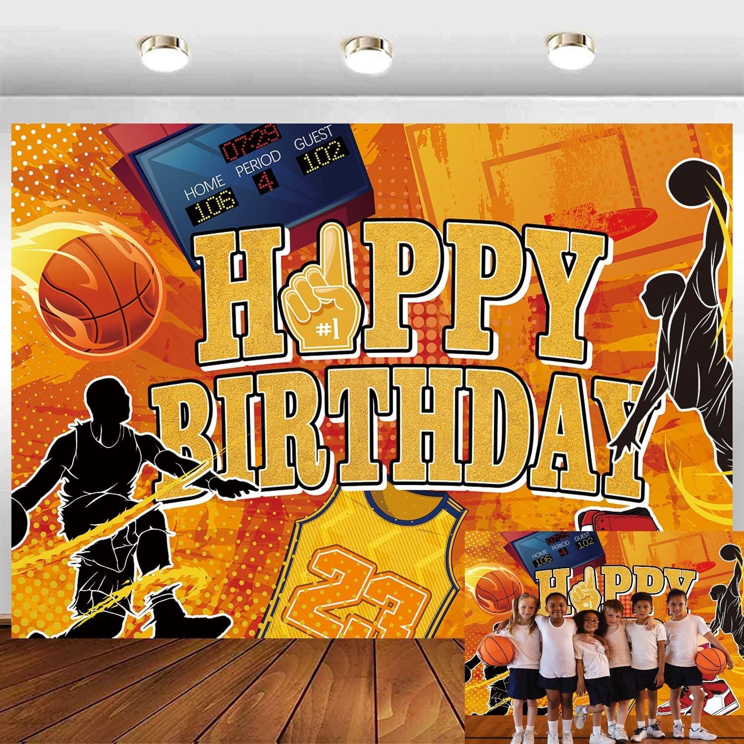 Amazon.com : Basketball Happy Birthday Backdrop Basketball Theme ...