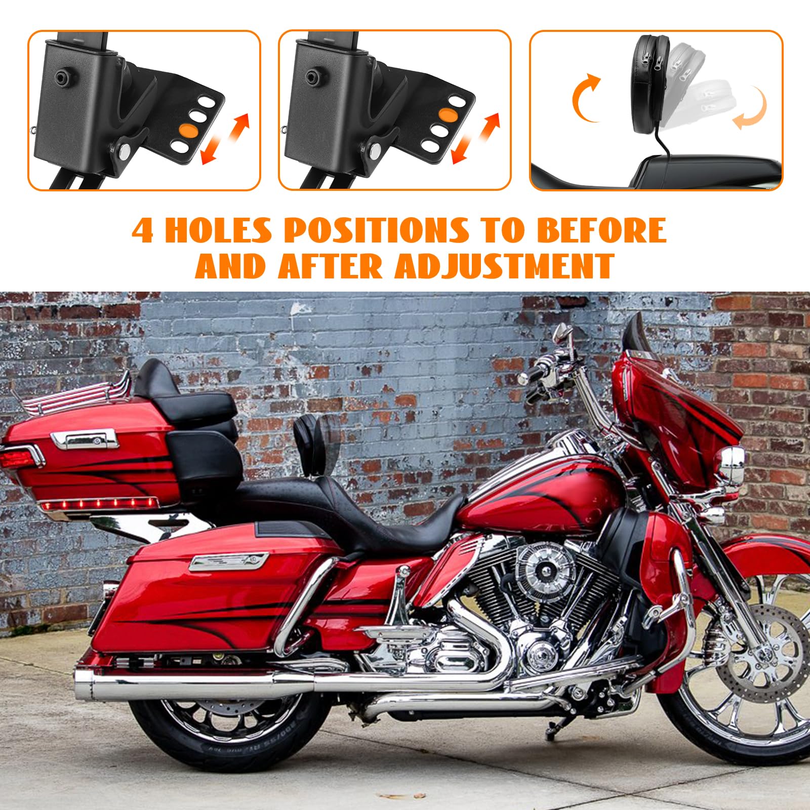 Snapklik.com : Eumti Rider Backrest For Harley Touring Models 1997-2025 ...