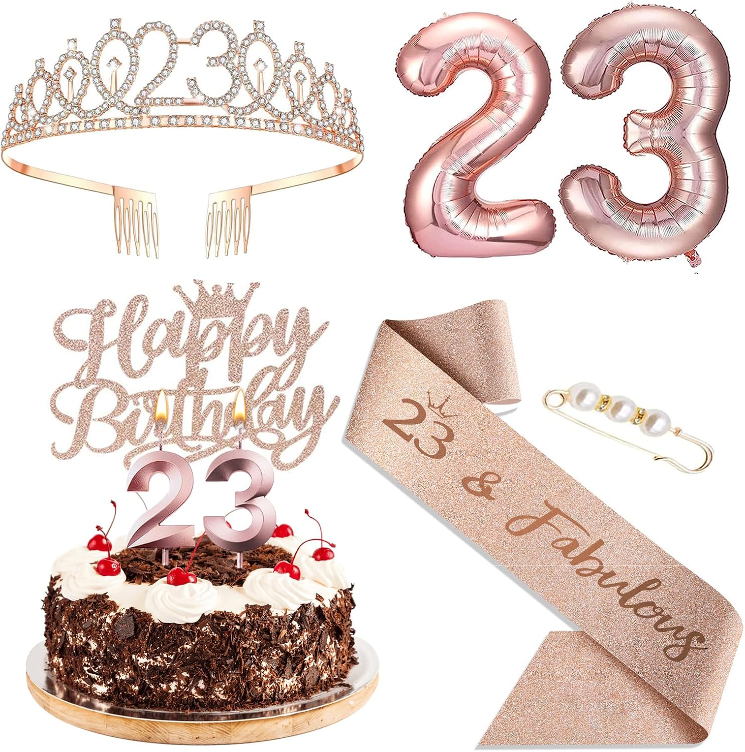 Amazon.com: AgQrDkrc 23rd birthday decorations for women,Rose gold ...