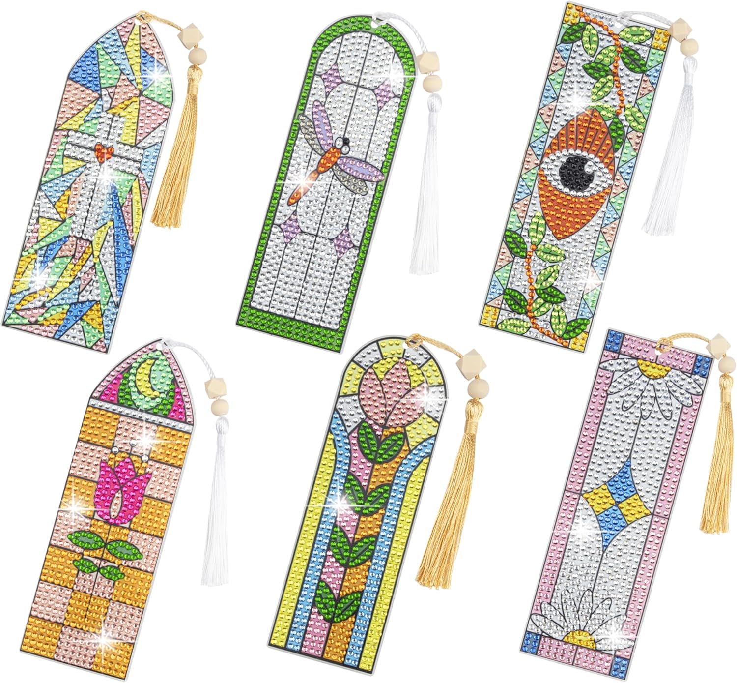 Amazon.com: SWATOM 6 PCS 5D Diamond Painting Bookmarks Stained Glass ...