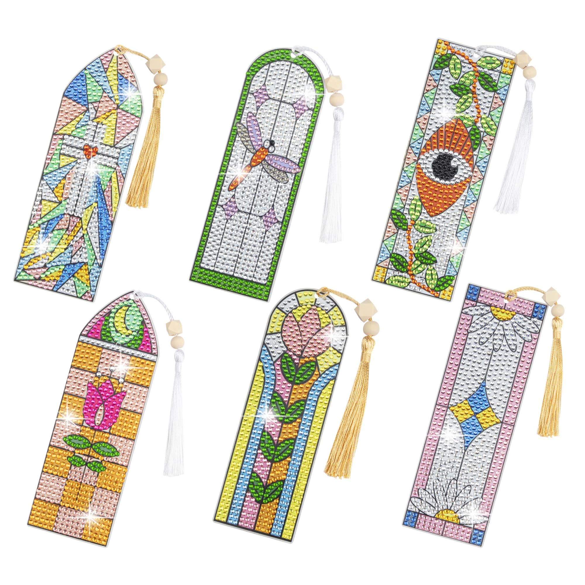 Amazon.com: SWATOM 6 PCS 5D Diamond Painting Bookmarks Stained Glass ...
