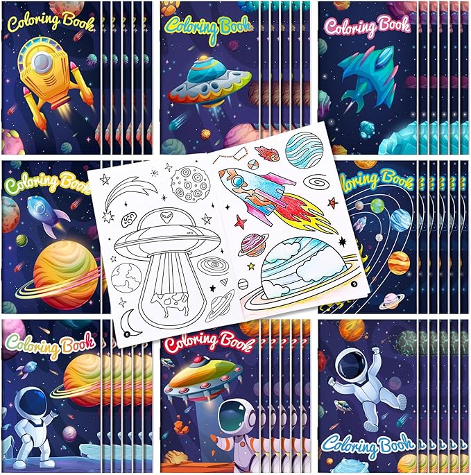 Amazon.com: Jutom 48 Pcs Outer Space Coloring Books Bulk Mini Space ...