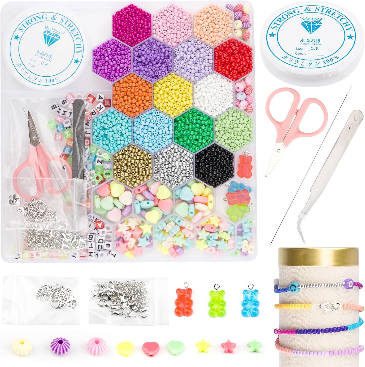 Seed Beads Bracelet Making Kit, Rainbow Color Beads for Jewelry Making ...