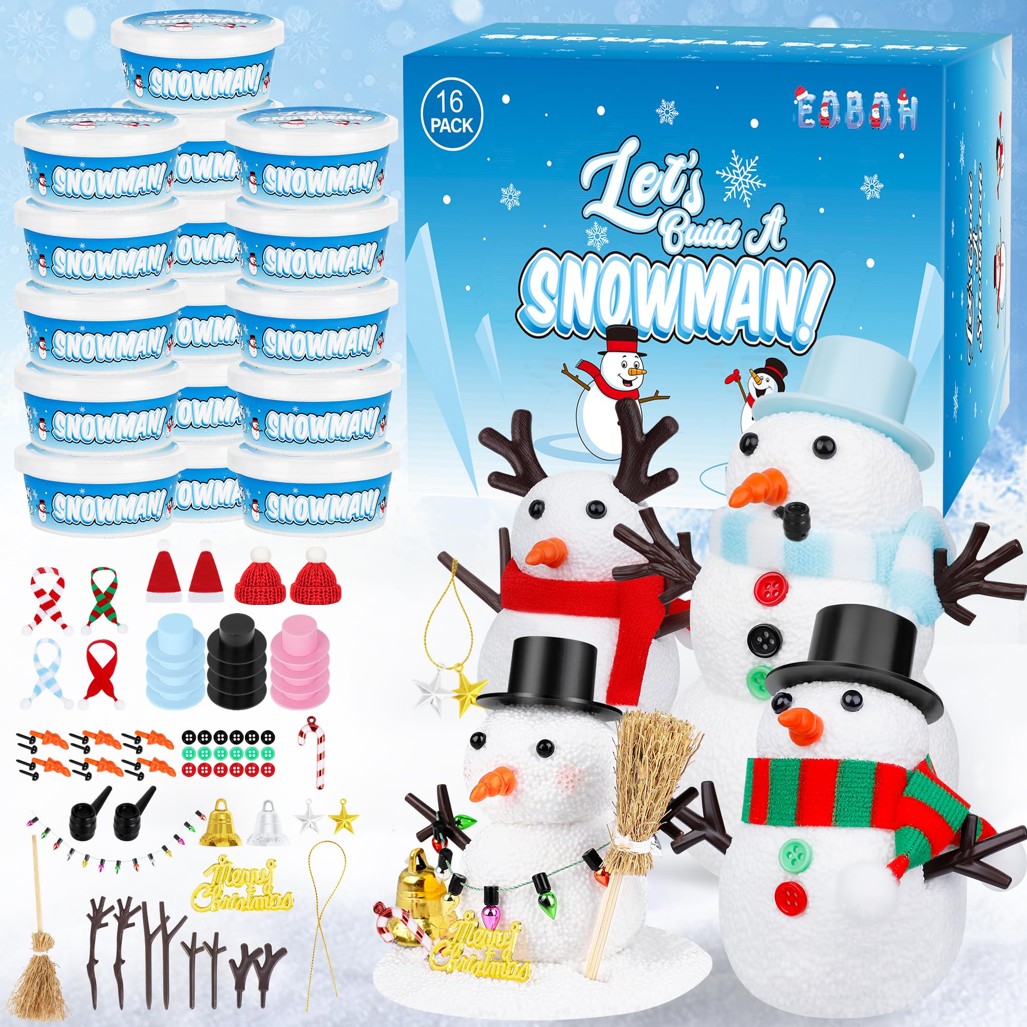 Amazon.com: 16 Pack Snowman Kit, Build a Snowman Craft Kit for Kids ...
