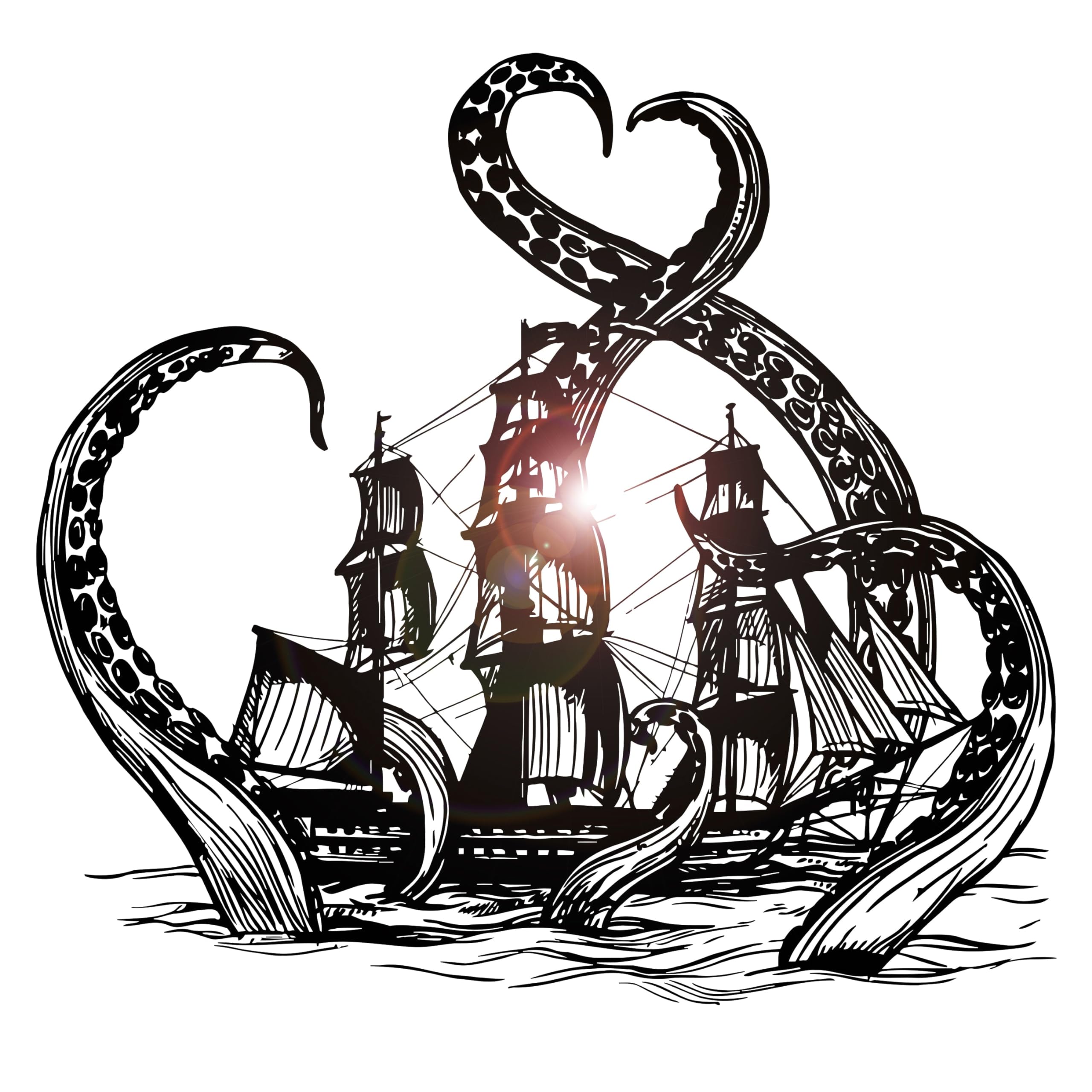 Amazon.com: Large Vinyl Wall Decal Kraken Octopus Tentacles Pirate Ship ...