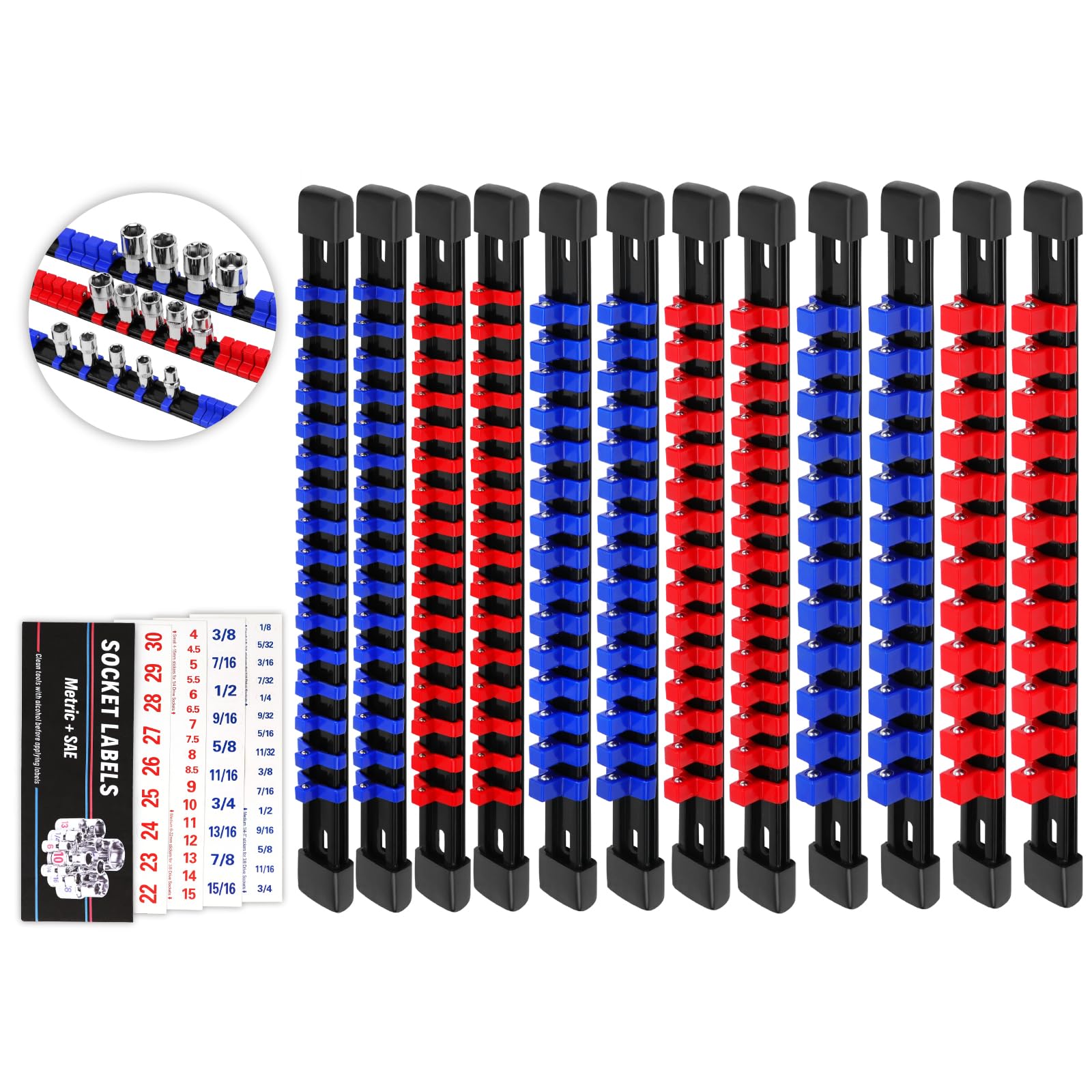 Amazon.com: Socket Organizer Holder Tool Box: 12-Piece Socket Holders 1 ...