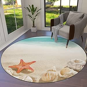 Amazon.com: Summer Beach Round Area Rugs for Living Room/Bedroom ...