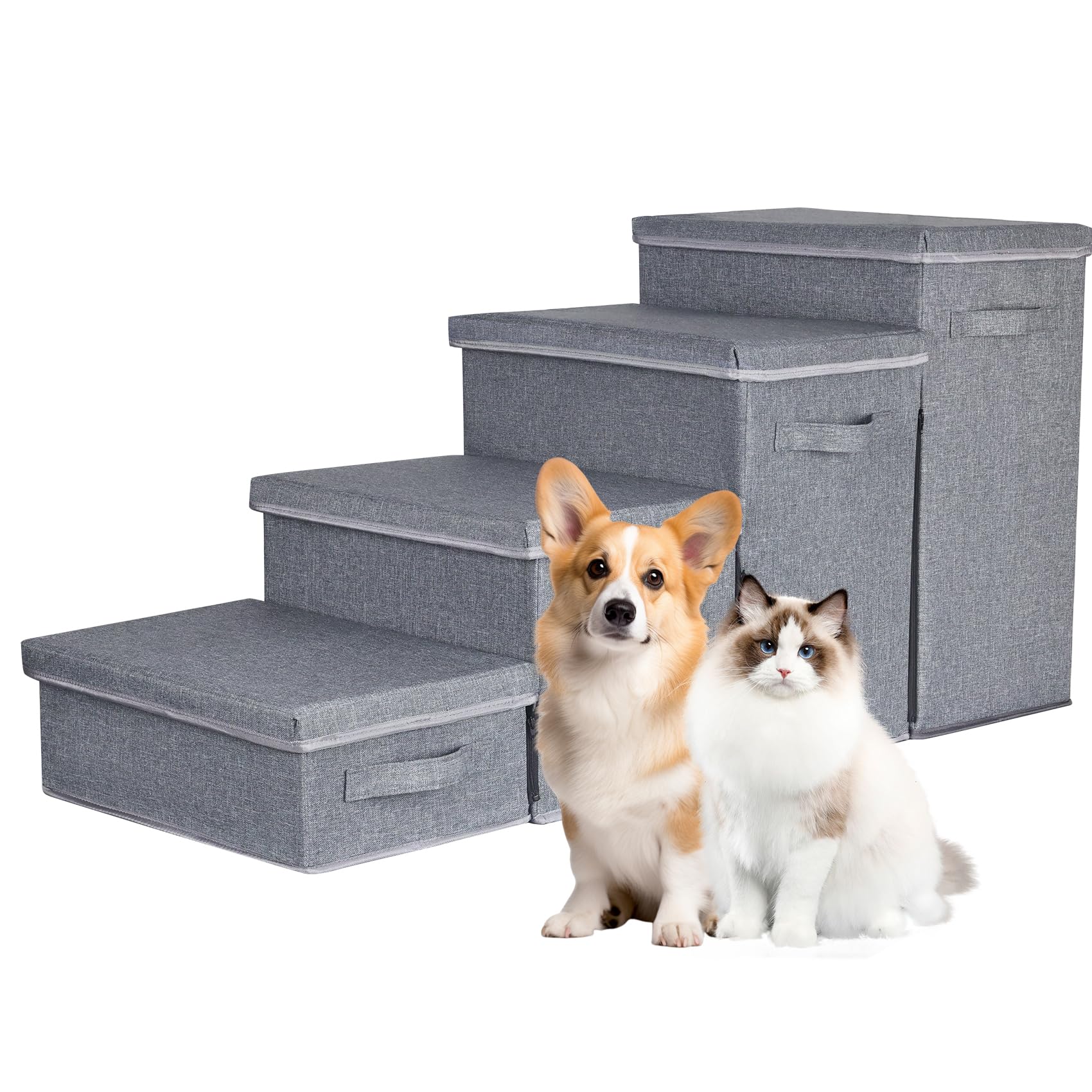 Amazon.com : WEAVELYRICS Dog Stairs with Storage, 4-Step Folding Pet ...