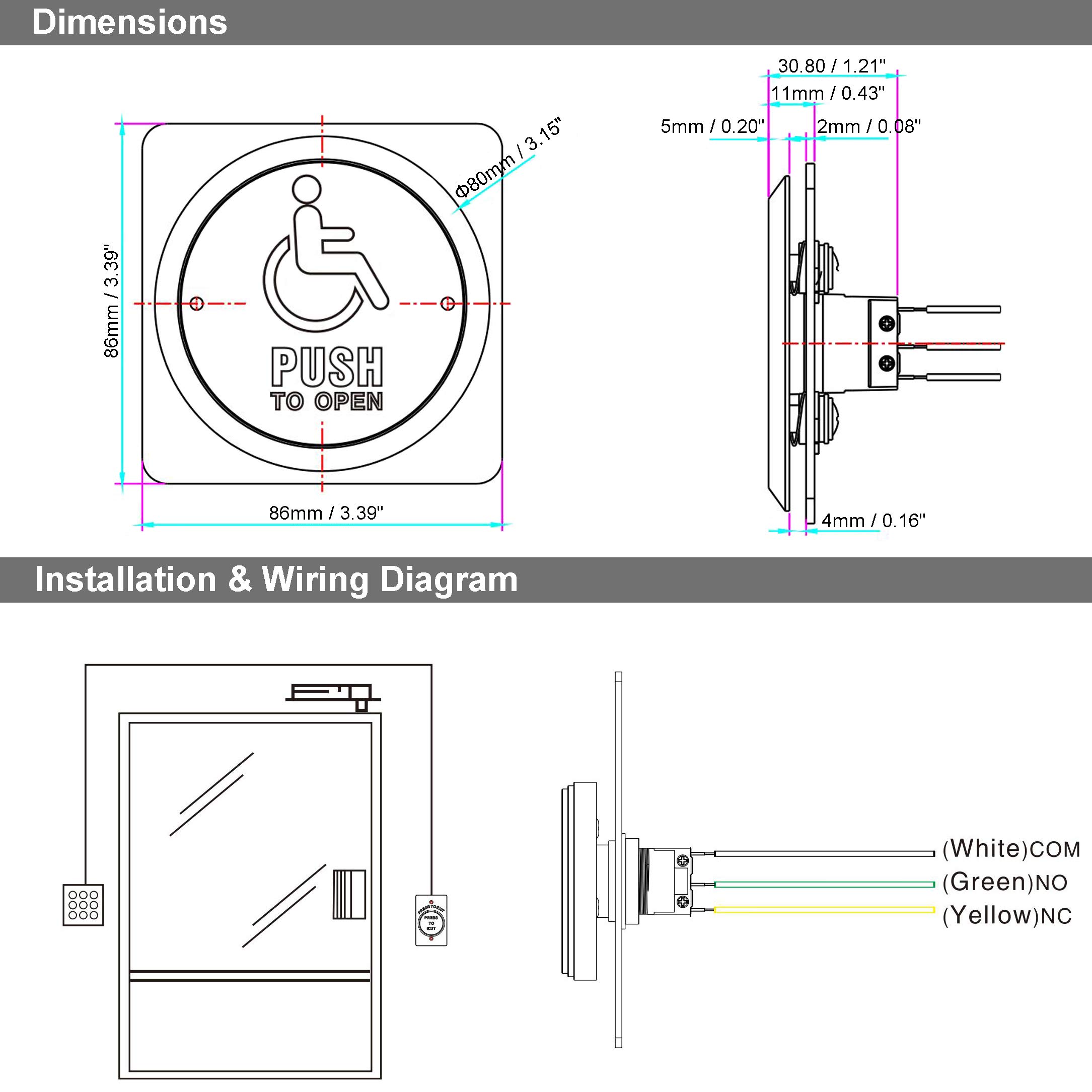 Snapklik.com : Stainless Steel Panel Door Release Button Push To Open ...