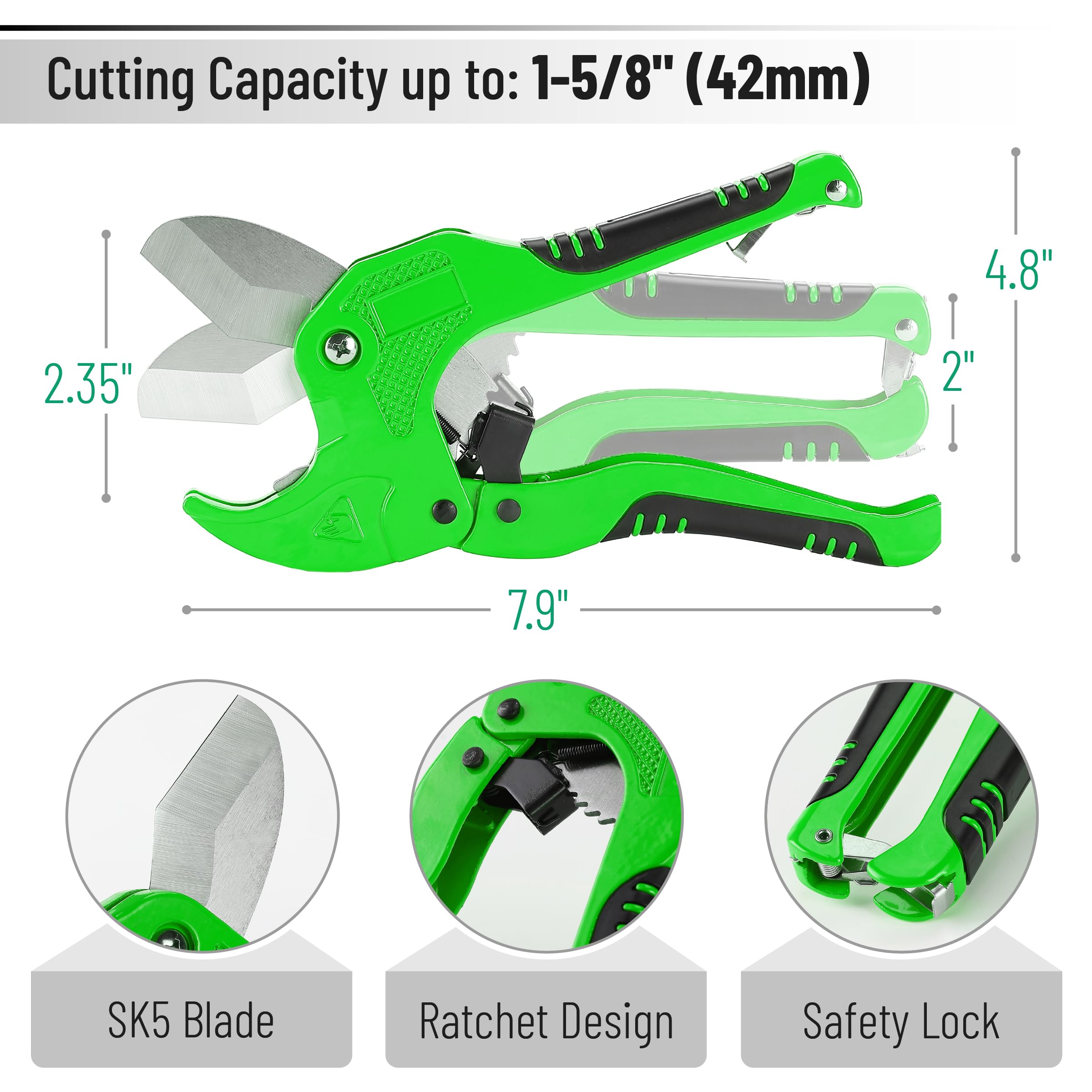 Snapklik.com : Bates- PVC Pipe Cutter, Cuts Up To 1-1/4", Green ...