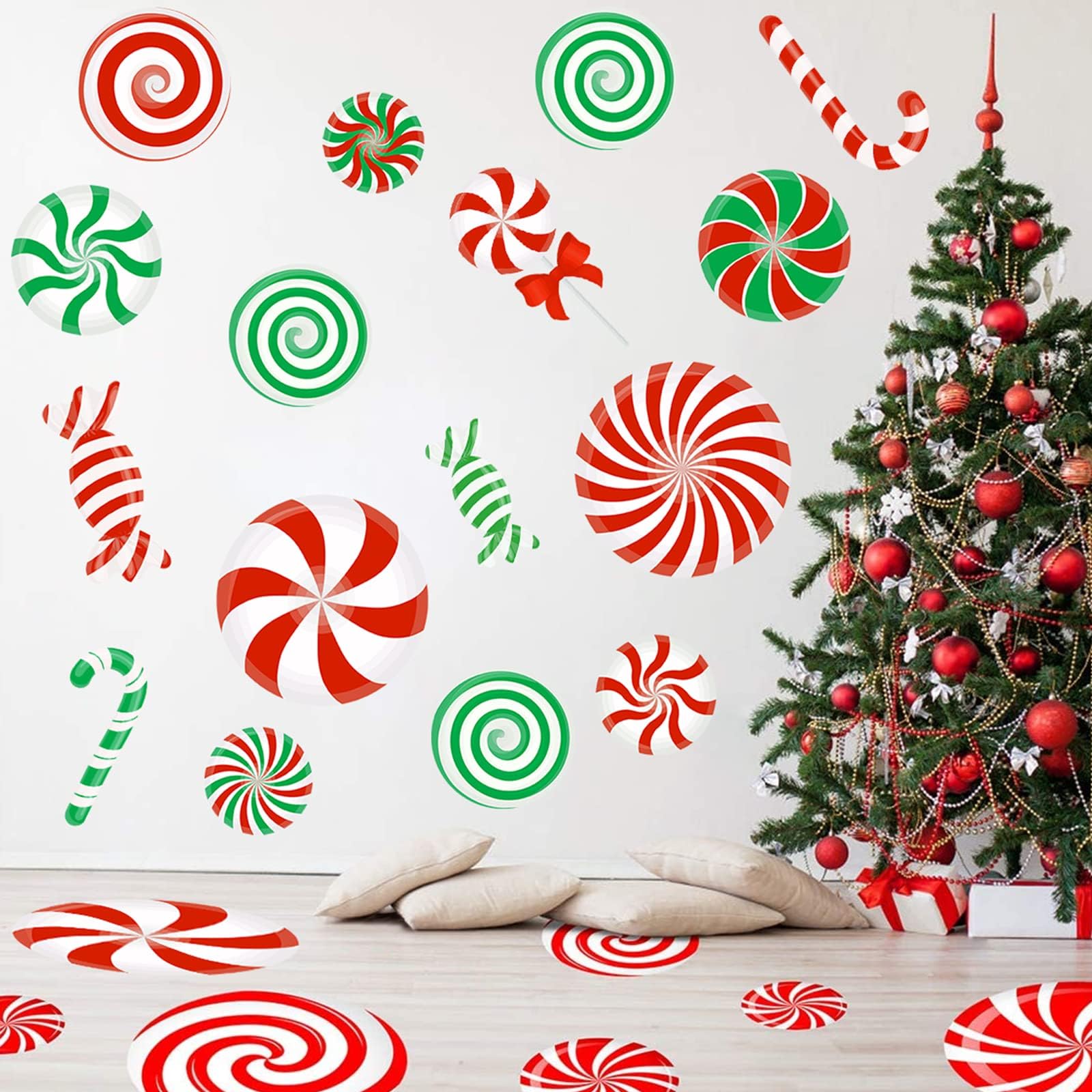 Amazon.com: 81 Pcs Christmas Candy Decals Christmas Wall Stickers ...
