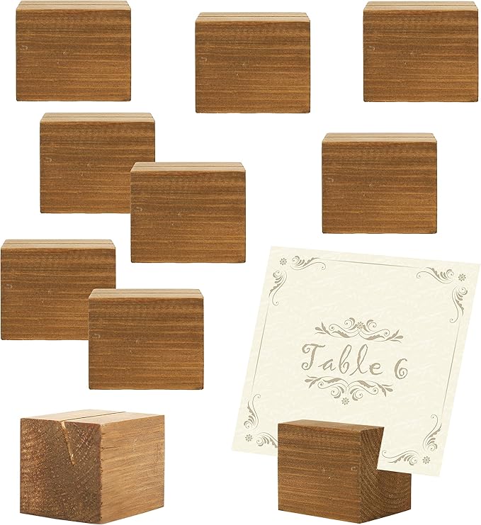 Amazon.com: MyGift Natural Beige Wood Place Card Holders for Table ...