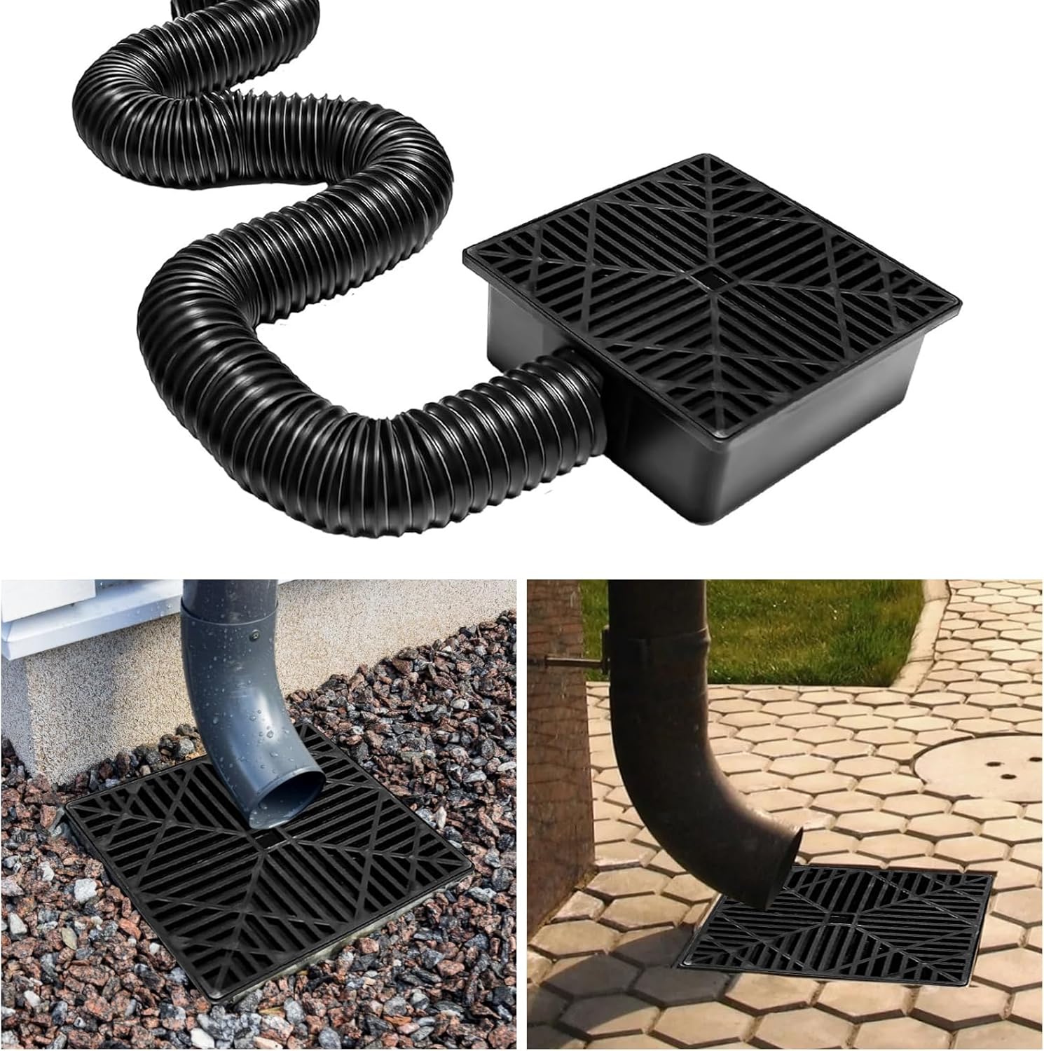 Downspout Extension Kit Square Catch Basin Drain Kit Low Profile Catch ...