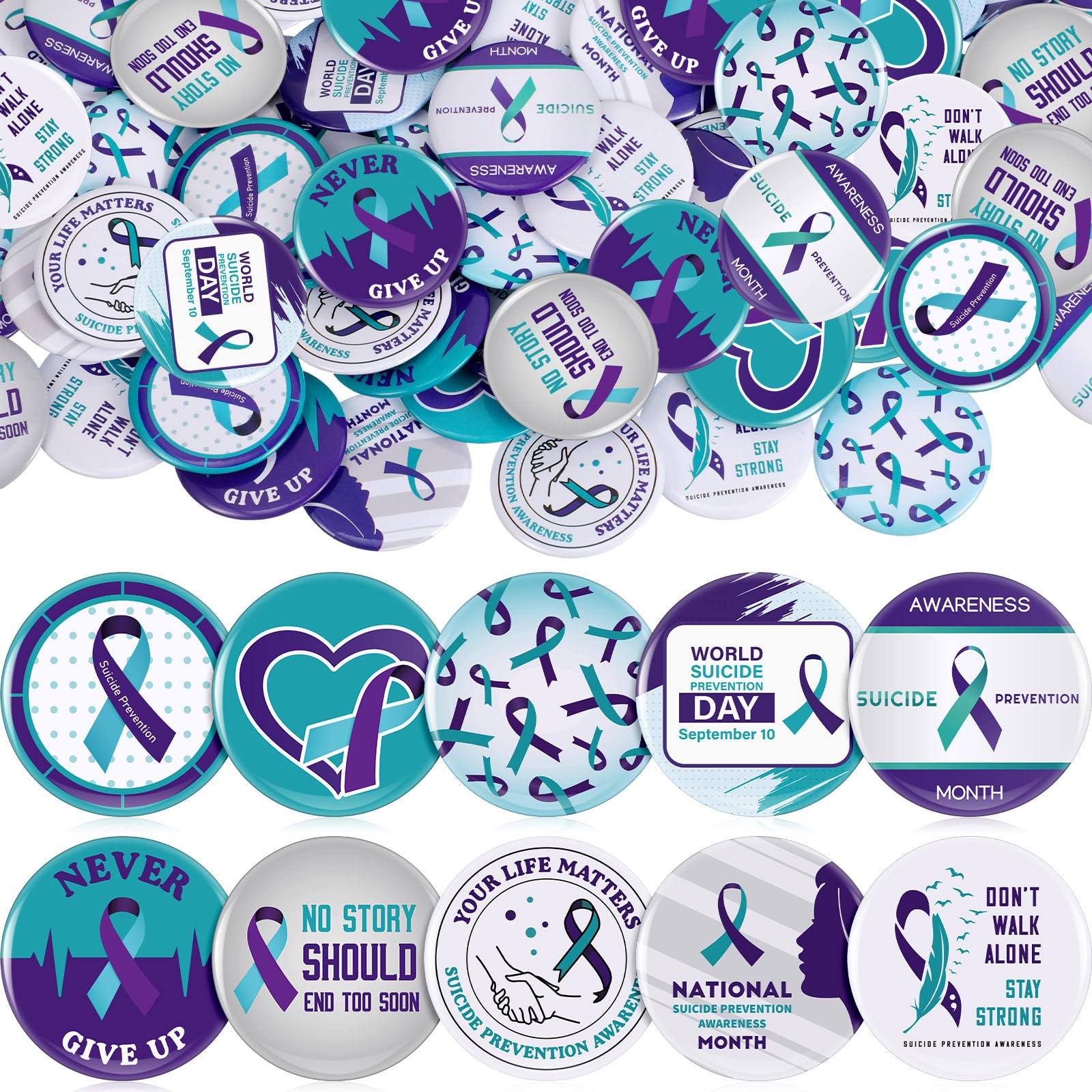 Amazon.com: Lyrow 100 Pieces Suicide Awareness Button Pin Bulk Suicide ...