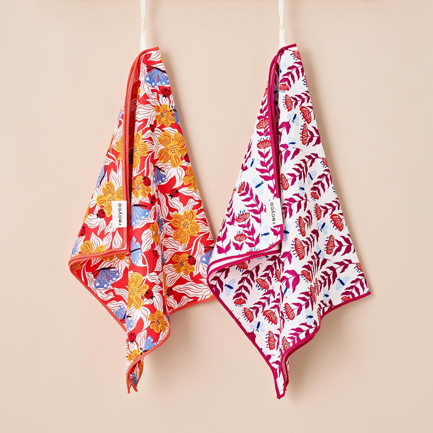 Amazon.com: RECYCO Waffle Kitchen Towel Set of 2 - Quick Dry Microfiber ...
