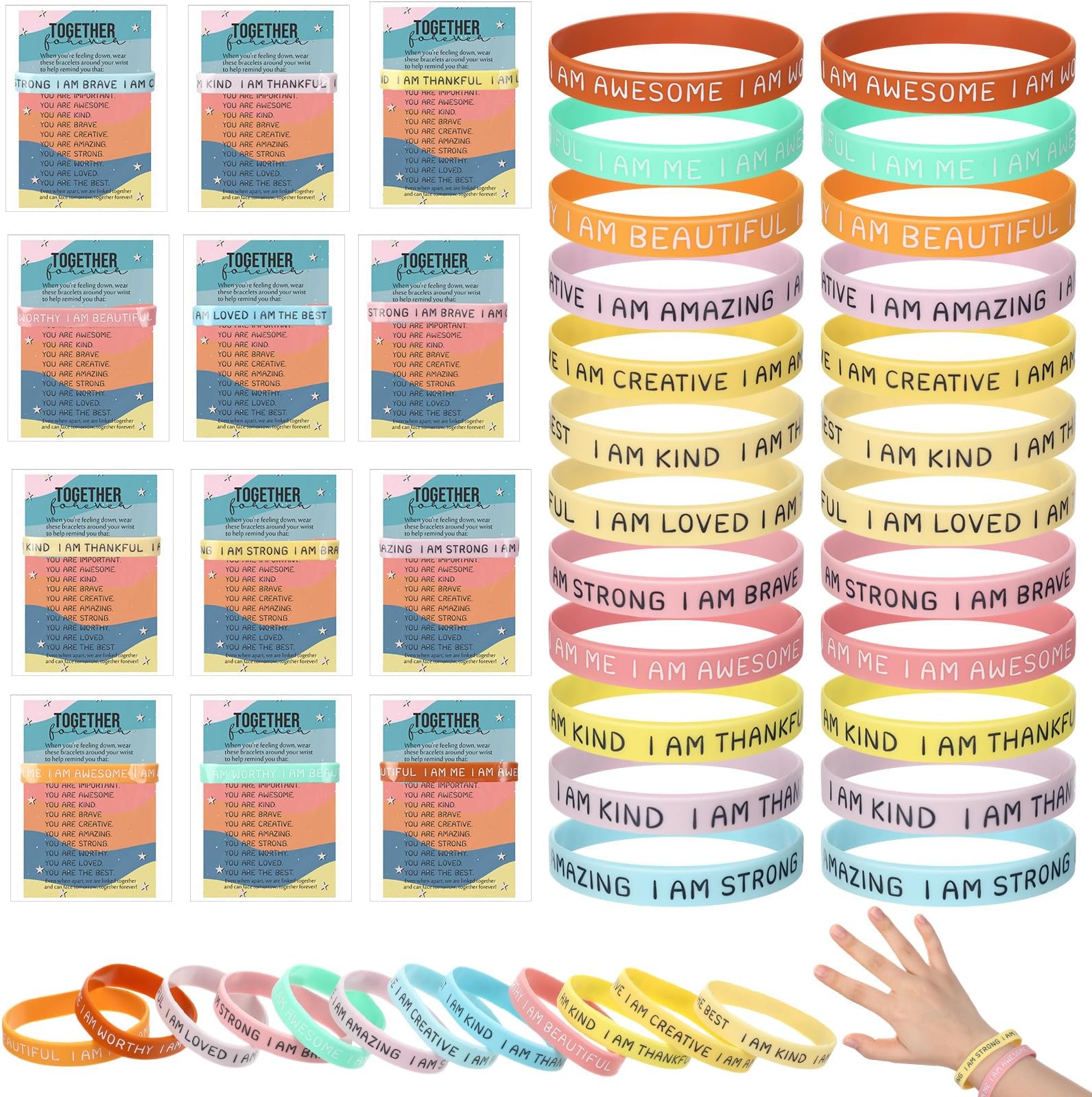 Amazon.com: HyDren 36 Sets Motivational Silicon Bracelets for Students ...