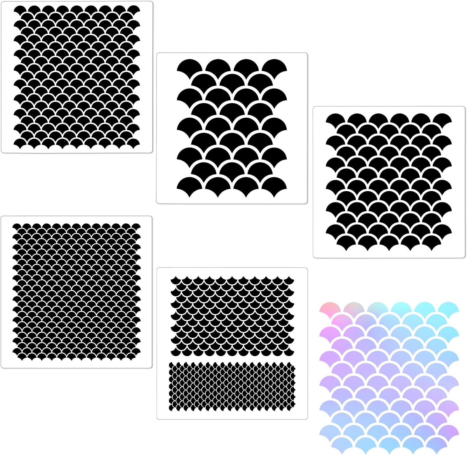 Amazon.com : Chinco 5 Pieces Mermaid Scale Stencil, Mermaid Makeup ...