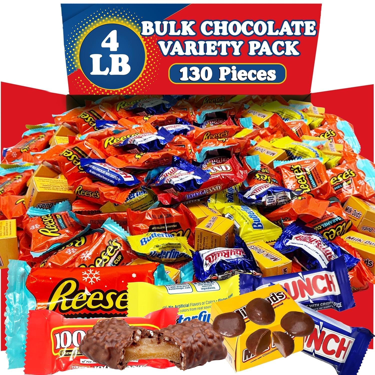 Amazon.com: Bulk Chocolate Candy Bar Mix, 4 Lbs, Individually Wrapped ...