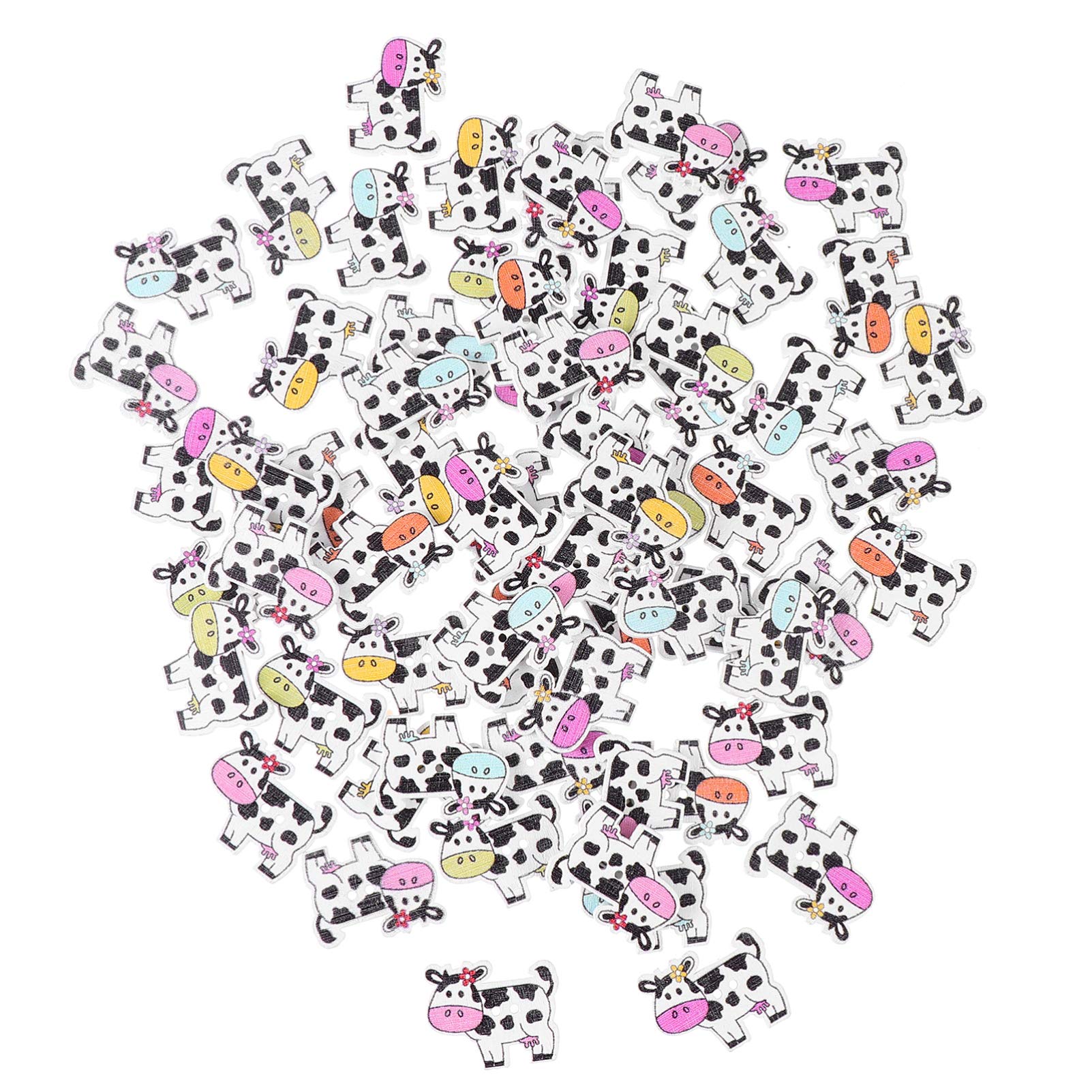 Amazon.com: SOIMISS Vintage Scrapbook 100Pcs Wooden Cartoon Cow Buttons ...