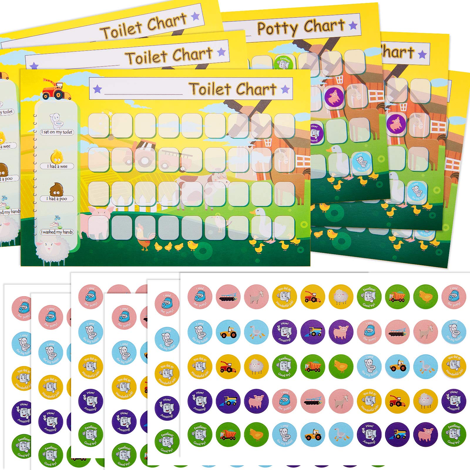 Buy Zonon 12 Sheets Potty Training Reward Chart Set Includes 6 Sheets ...