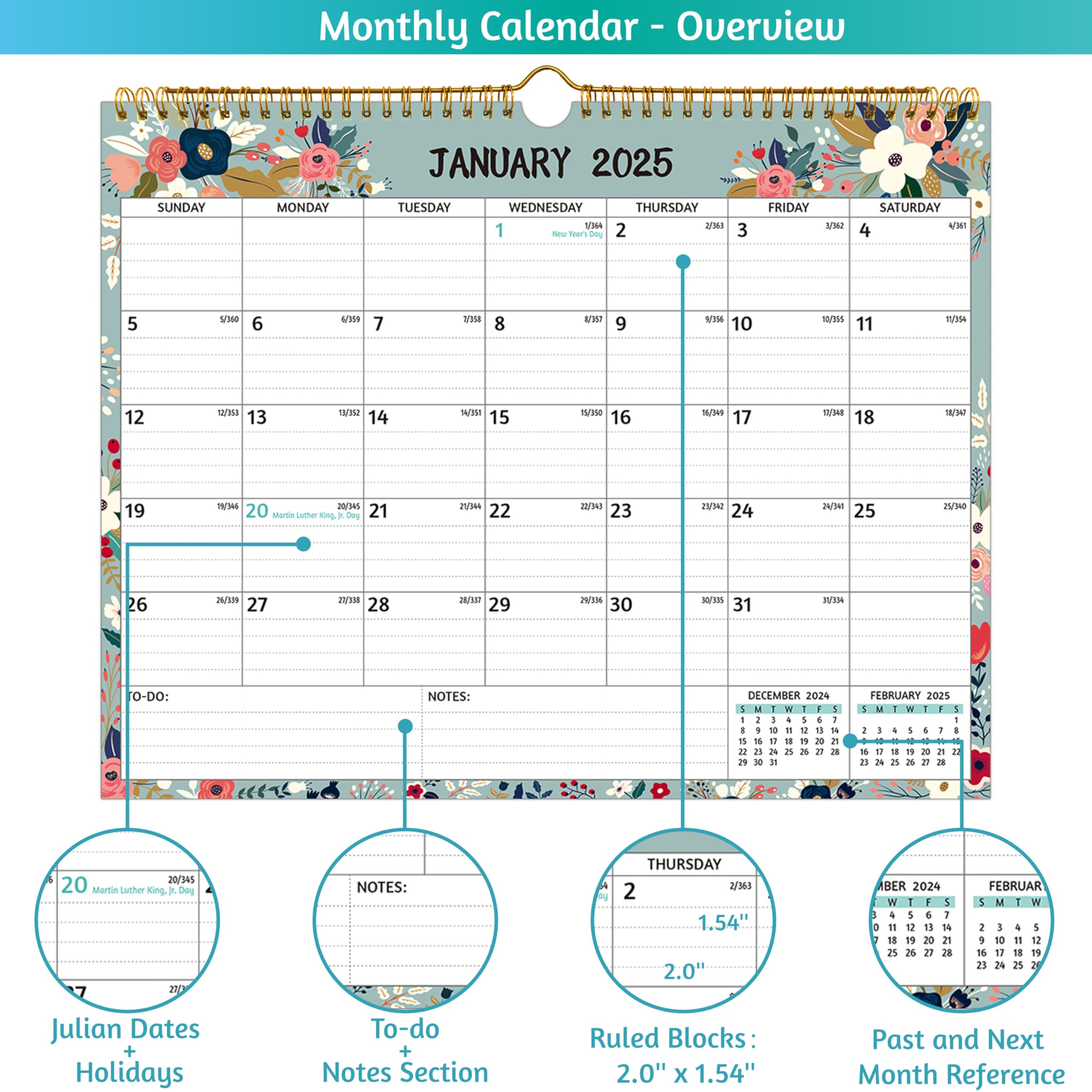 Snapklik.com : Wall Calendar 2025-2026 2 Year Calendar 2025-2026, 14.57 ...