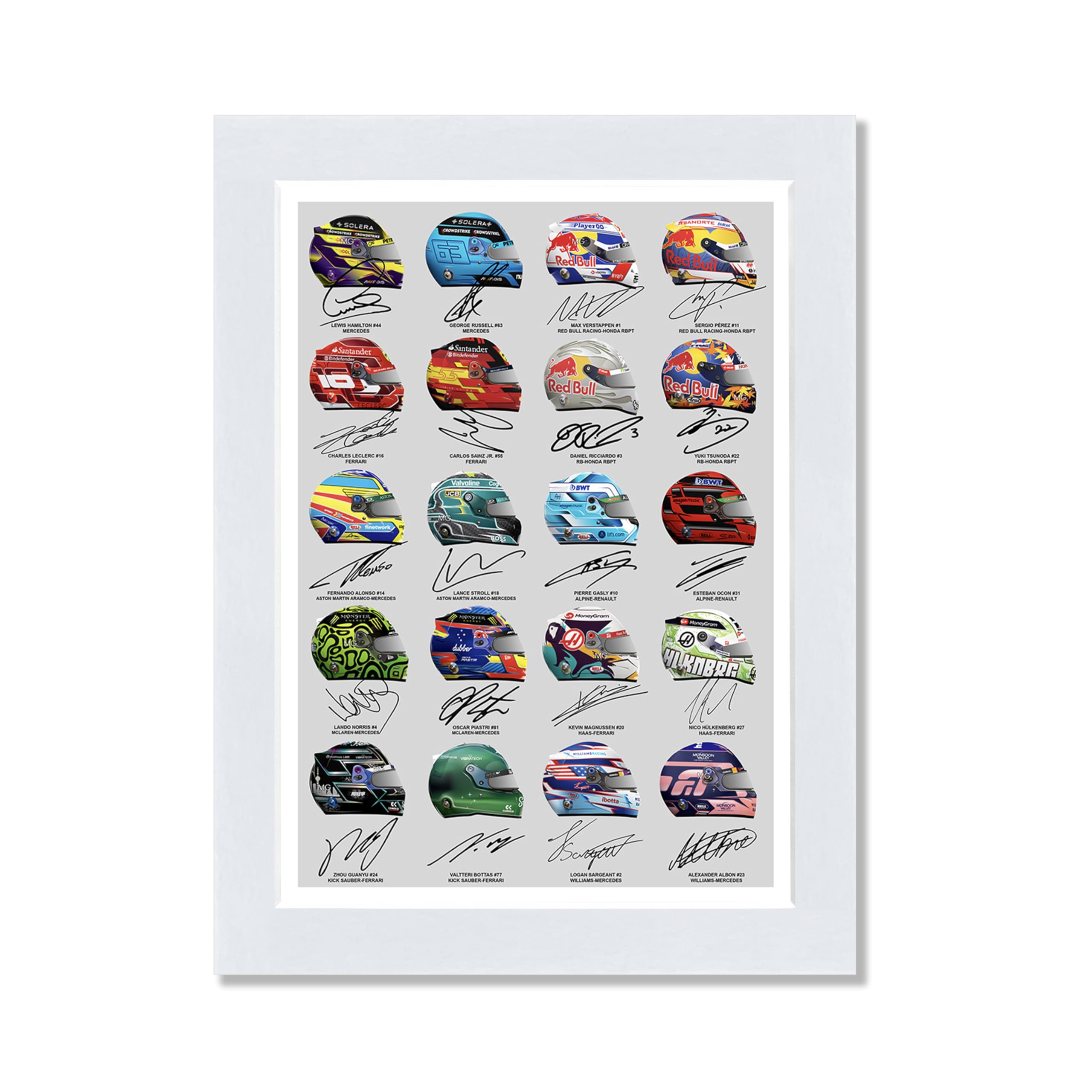 Formula One 2024 Season F1 All Drivers Signed Poster Print Framed ...