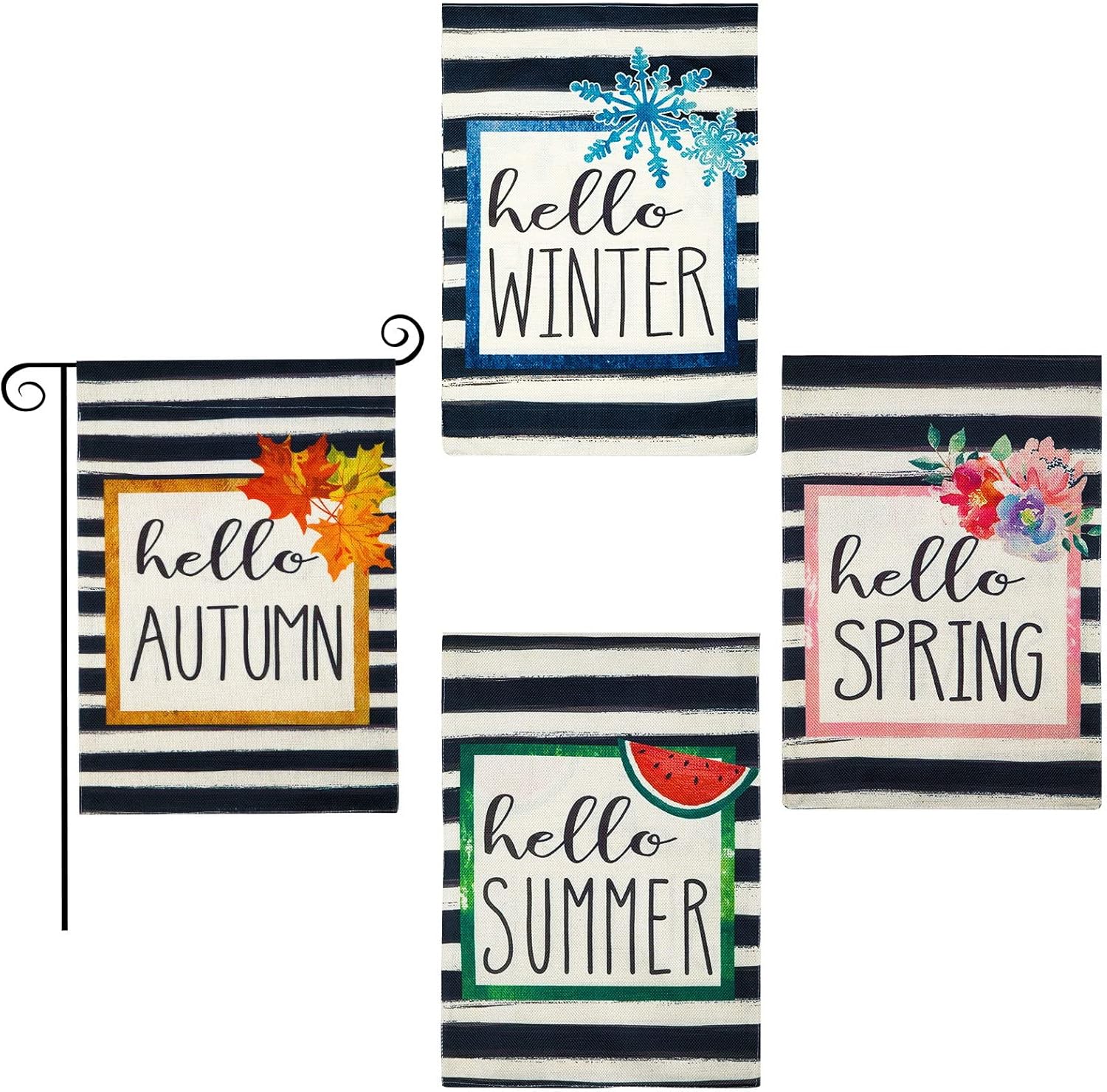 Amazon.com : 4 Pieces Seasonal Garden Flags Spring Flag Hello Summer ...