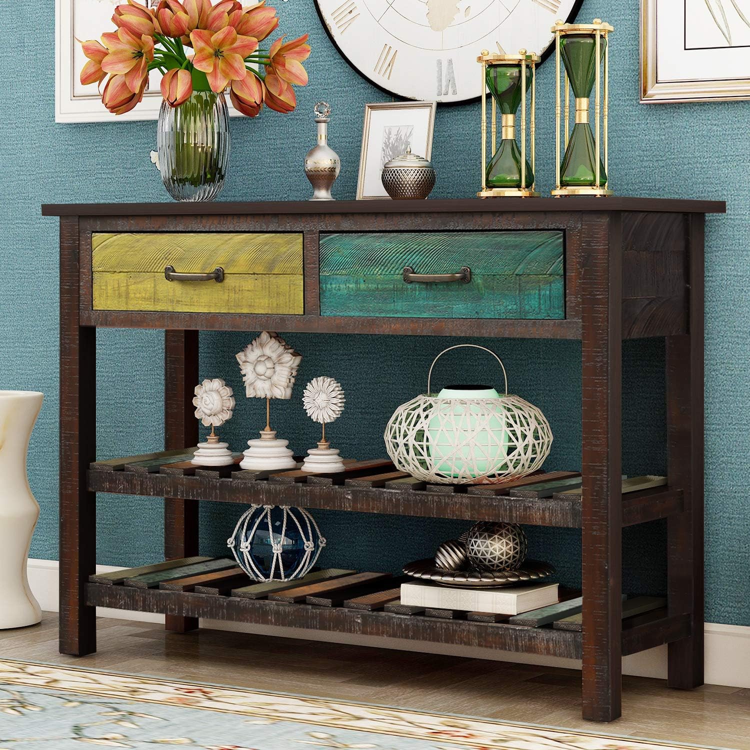 Amazon.com: Merax (Colorful Farmhouse Table for Hallways Wood Narrow ...
