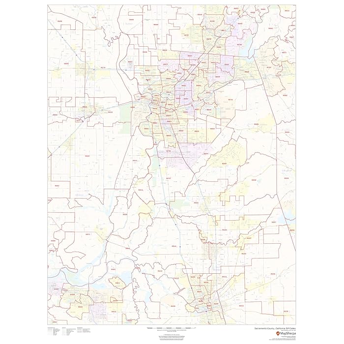 Buy Sacramento County, California Zip Codes - 36" x 48" Laminated Wall ...