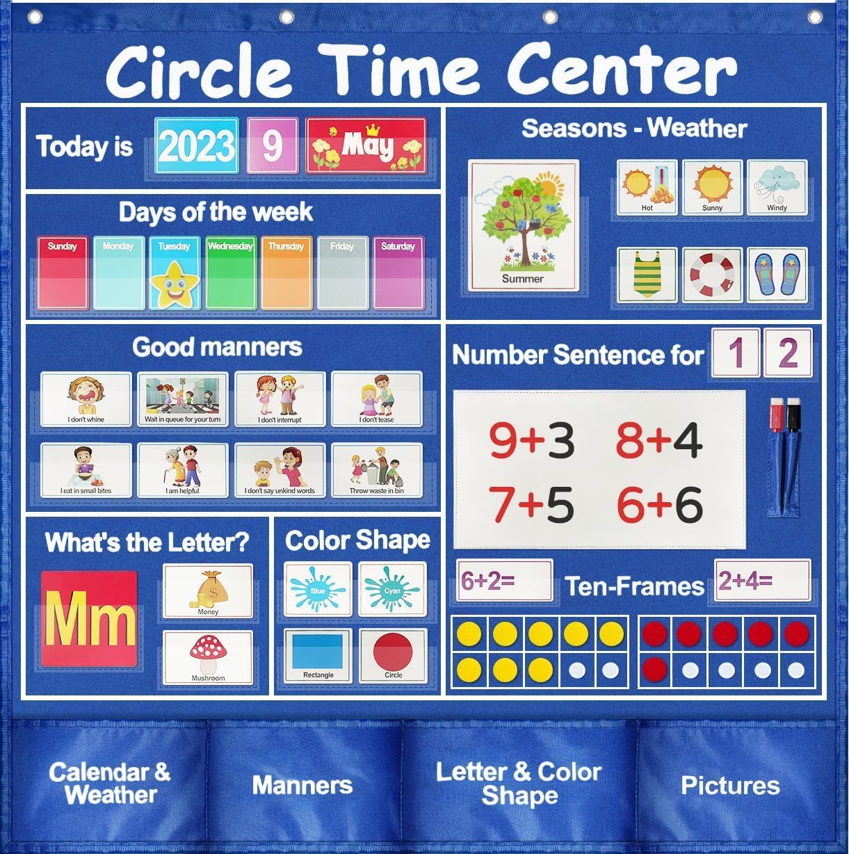 Amazon.com: Circle Time Learning Center Pocket Chart, Teaching Shape ...