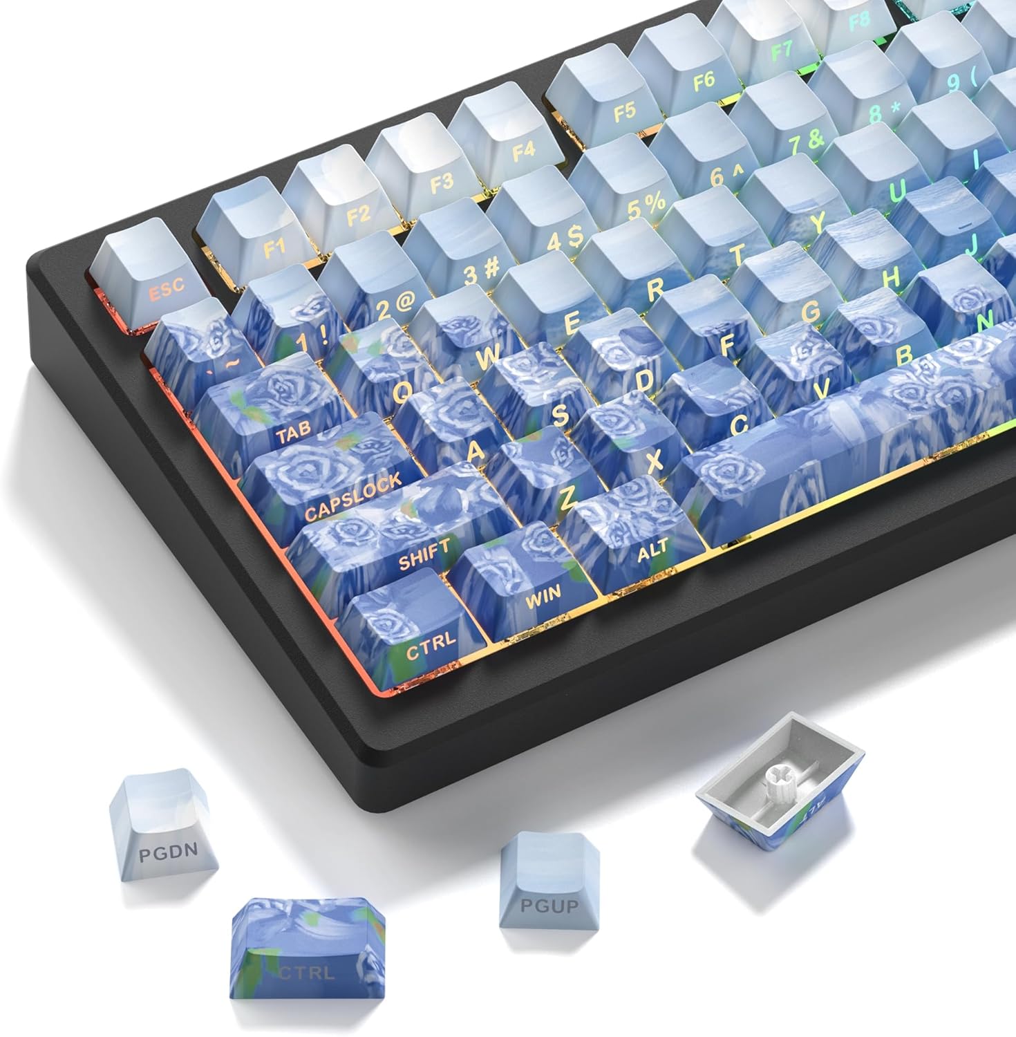 Amazon.com: dagaladoo Double Shot PBT keycaps Blue Shine Through ...