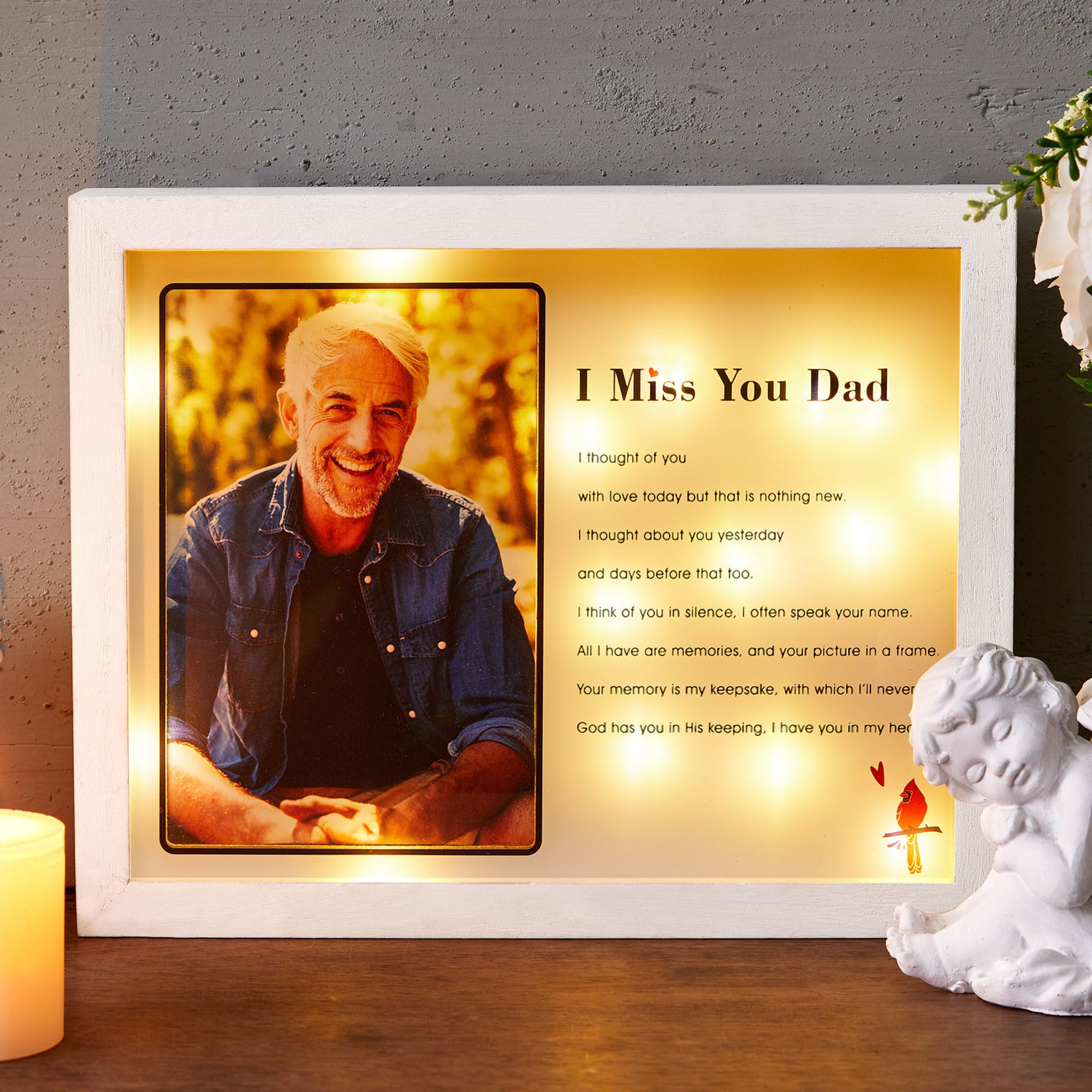 Sympathy Gift LED Memorial Shadow Box Memorial Picture Frame for Loss ...